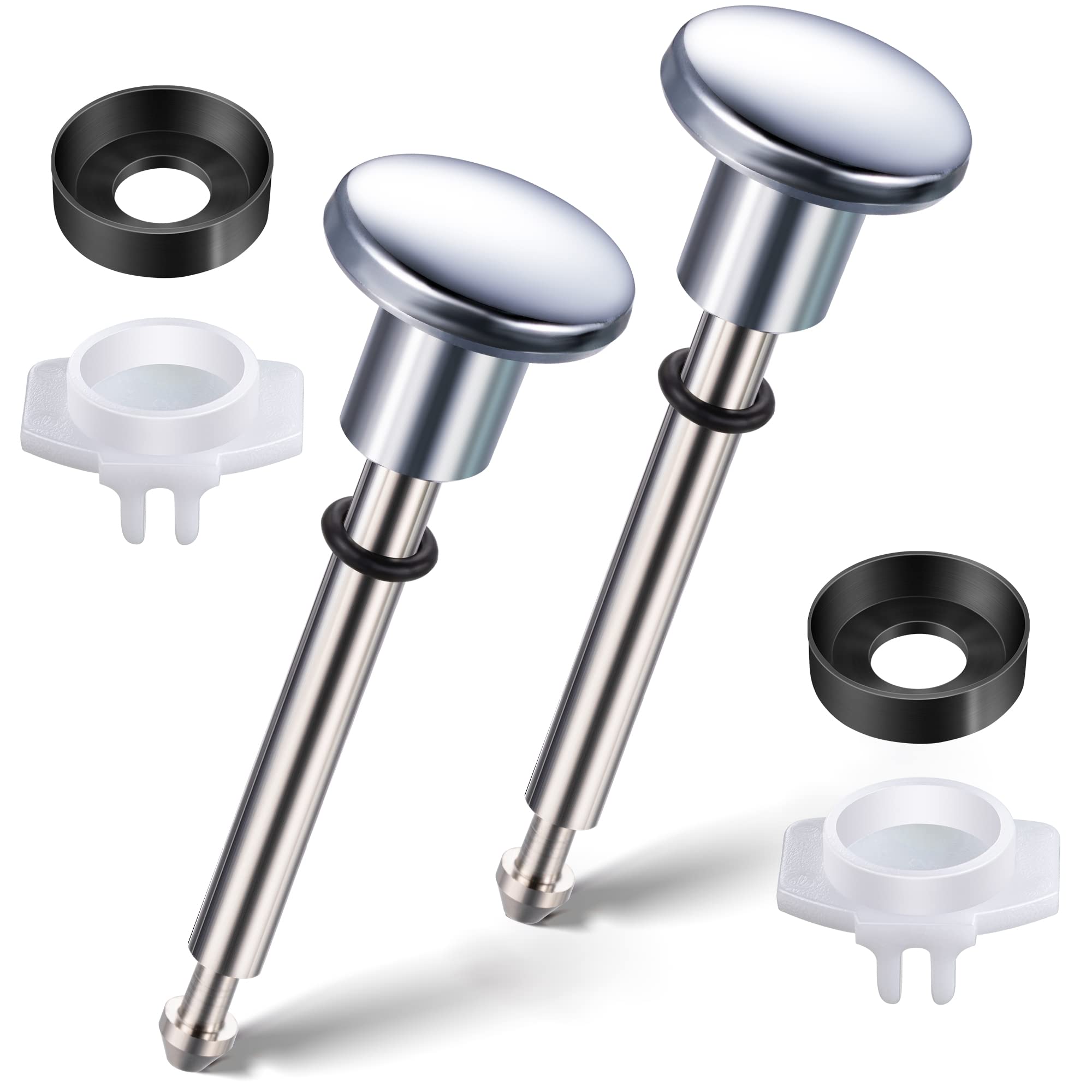 Enhon 2 Set Tub Spout Diverter Repair Kit, Includes 2 x Diverter Valve Stems, 2 x Cup Seals and 2 x Gates, Bathroom Shower Bathtub Leaky Faucet Repair Replacement Parts (Chrome,Classic)
