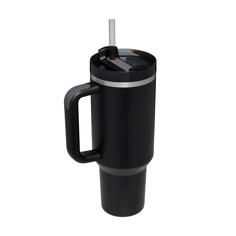 YOUEXPERT 40 oz Tumbler with Handle and Straw Tumbler with Lid and Straw Stainless Steel Tumblers, Car Mug Outdoor Sports Travel 40oz Insulated Tumblers (black)