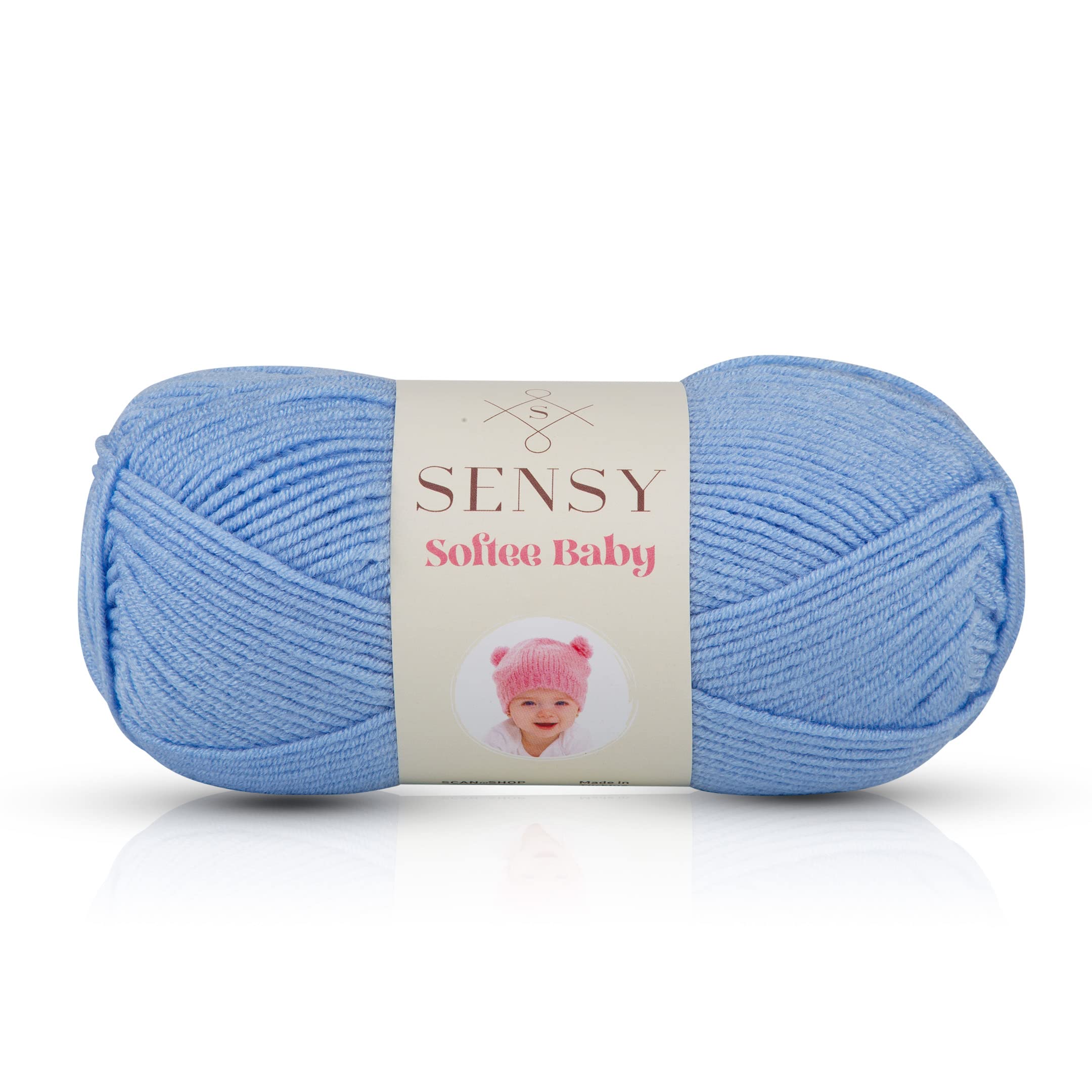 Sensy Softee Baby Yarn, 3.5 oz, 275 Yards, Gauge 3 Light (Blue)
