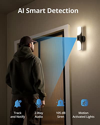 eufy Security S100 Wired Wall Light Cam,Security Camera Outdoor,2K Camera with 1200-Lumen Light,Color Night Vision,Motion Activated Light, AI Detection,IP65 Waterproof,Floodlight Camera(Renewed)