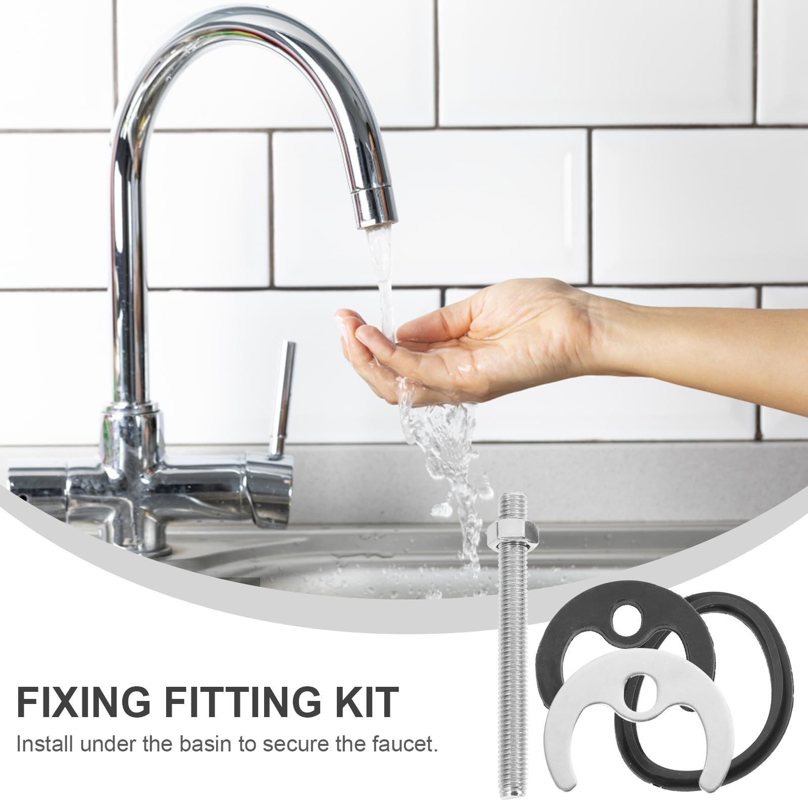 DOITOOL Faucet Fixing Bracket 1 Set Faucet Mounting Nut and Washer Faucet Lock Nut Faucet Mounting Kit Stainless Steel Kitchen Faucet Fastener Accessories for Kitchen Tap Sink Replacement Repair