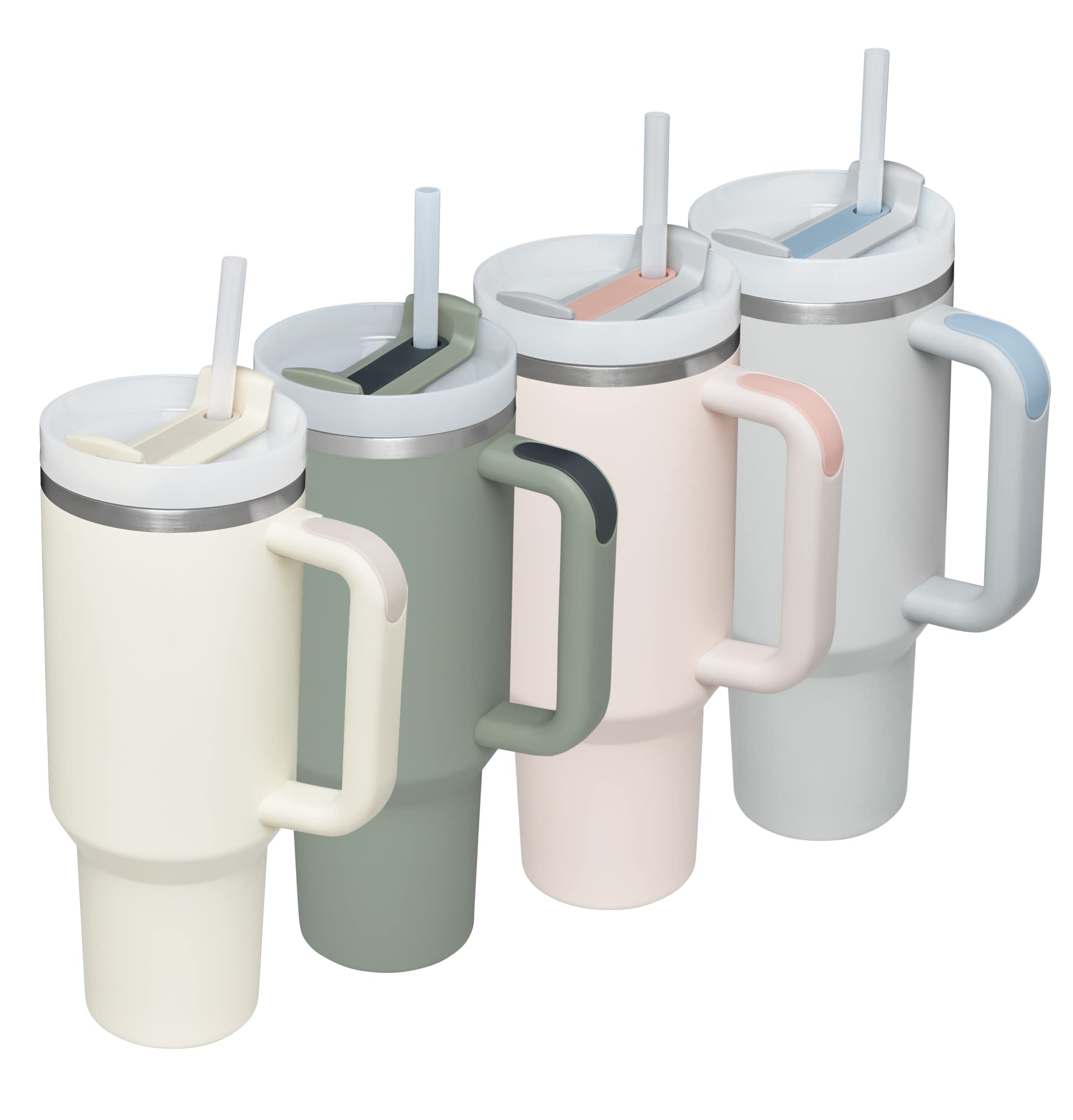 Insulated 40oz Quencher H2.0 Travel Tumbler Mug with Handle, 2 in 1 Slide Lid, Reusable Straw, and Plastic Grip - Double Walled Stainless Steel Keeps Hot and Cold (Bay Leaf)