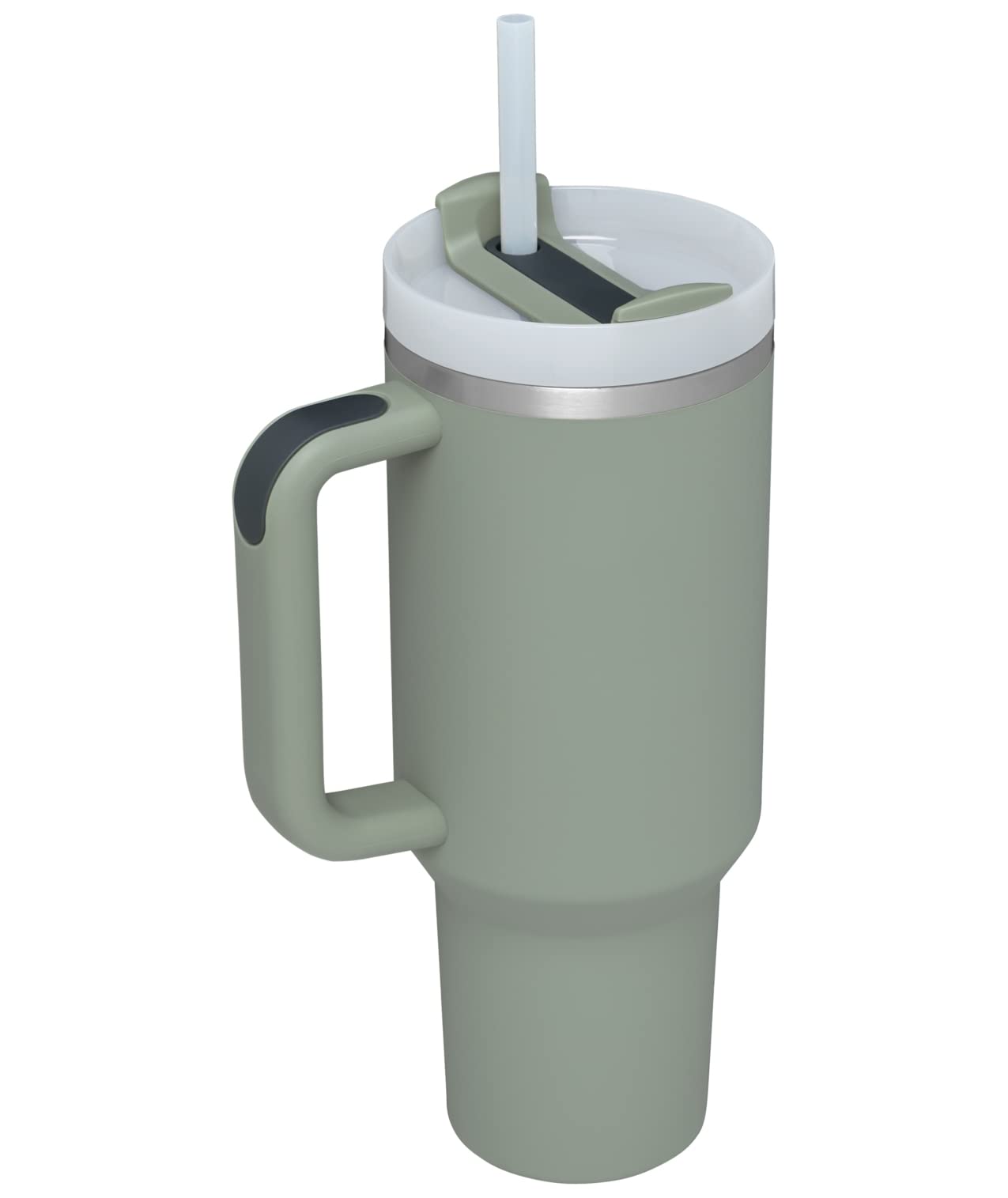 Insulated 40oz Quencher H2.0 Travel Tumbler Mug with Handle, 2 in 1 Slide Lid, Reusable Straw, and Plastic Grip - Double Walled Stainless Steel Keeps Hot and Cold (Bay Leaf)