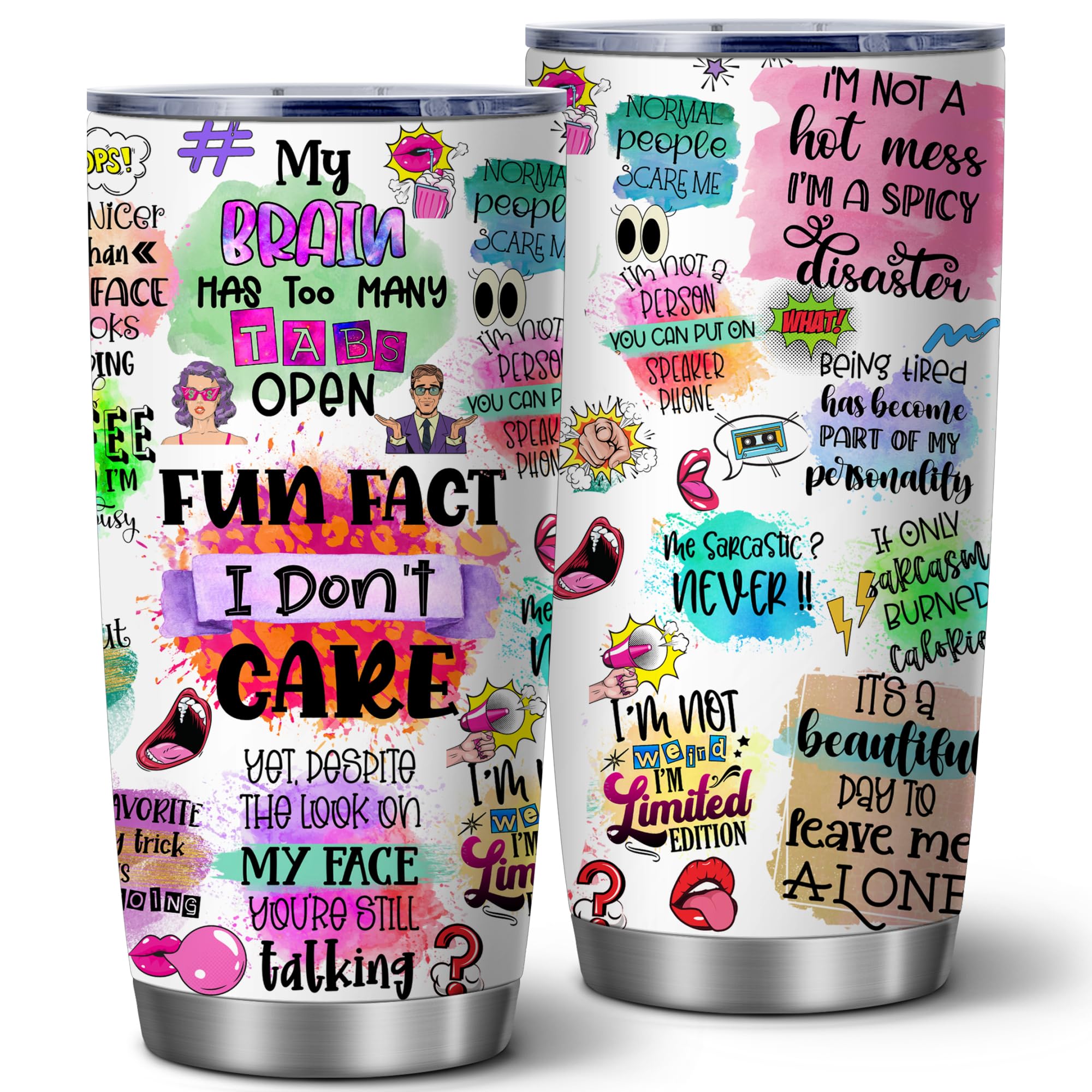 ATHAND 20 Oz Funny Sarcastic Quotes for Women,Birthday Gift for Women Girls,Idea for Best Friend Bestie, Coworker Mom Wife Coffee Travel Mug,Mom's Day Present,Multicoloured Insulated Tumbler with Lid