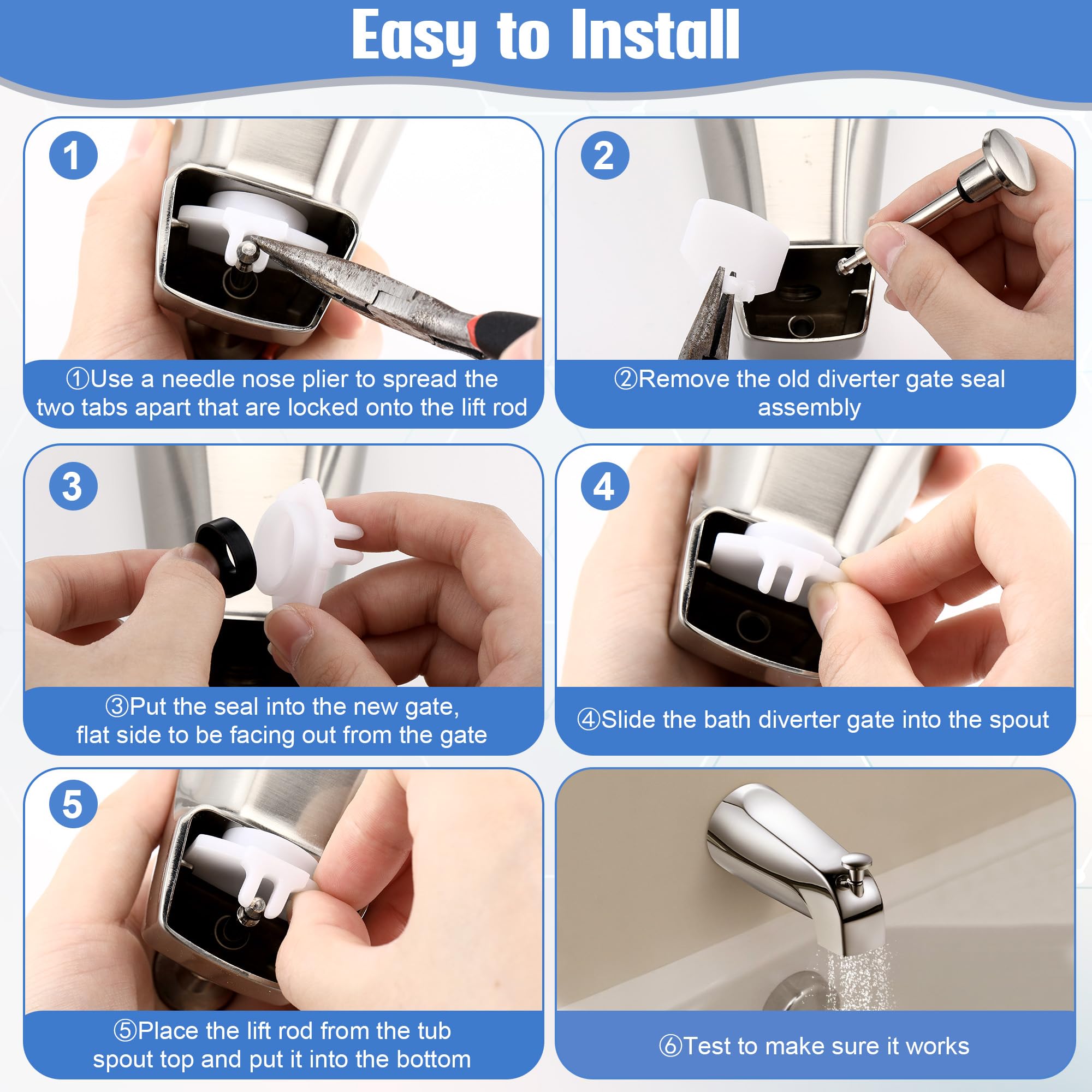 Dreyoo 4 Pcs 101237 Cup Seal & Diverter Gate Compatible with Moen 3800 Tub Spout, Tub Spout Replacement Parts for Shower Bathtub Faucet Diverter Spout