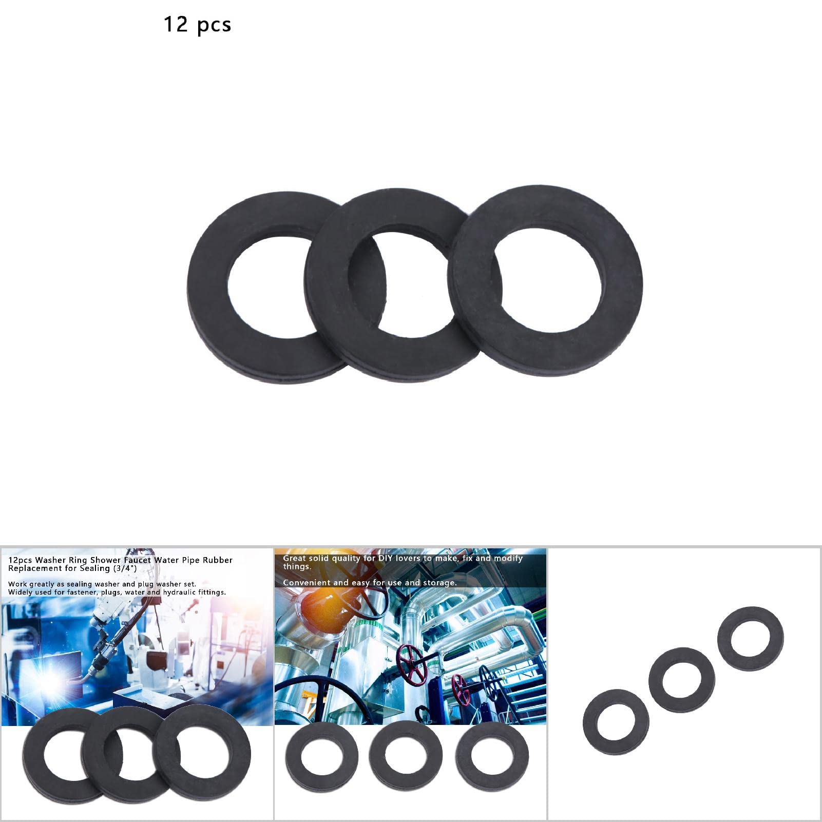 Spare Parts R 12Pcs Washer Ring Shower Faucet Water Pipe Rubber Replacement for Sealing (3/4)