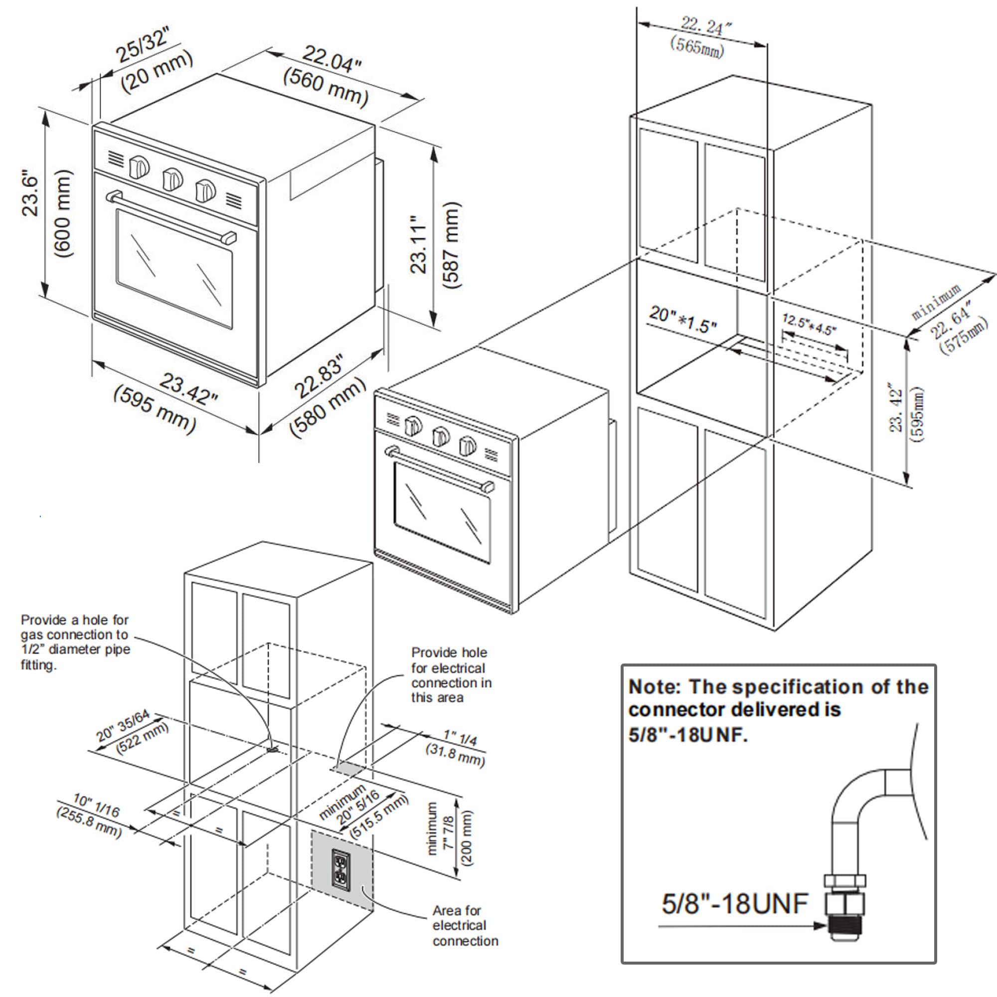 Empava Single Liquid Propane Gas Wall Oven 24 in. 2.3 cu. Ft. Bake Broil Rotisserie Functions with Mechanical Controls and Digital Timer and Convection Fan in Stainless Steel, Silver, 24inches