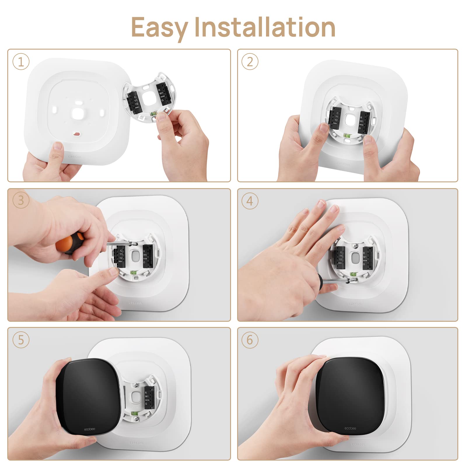 CaseBot Wall Plate for New 2022 Ecobee Smart Thermostat Premium & 2022 Ecobee Smart Thermostat Enhanced, Practical and Stylish Trim Kit Bracket Mount Cover, Easy Installation, White
