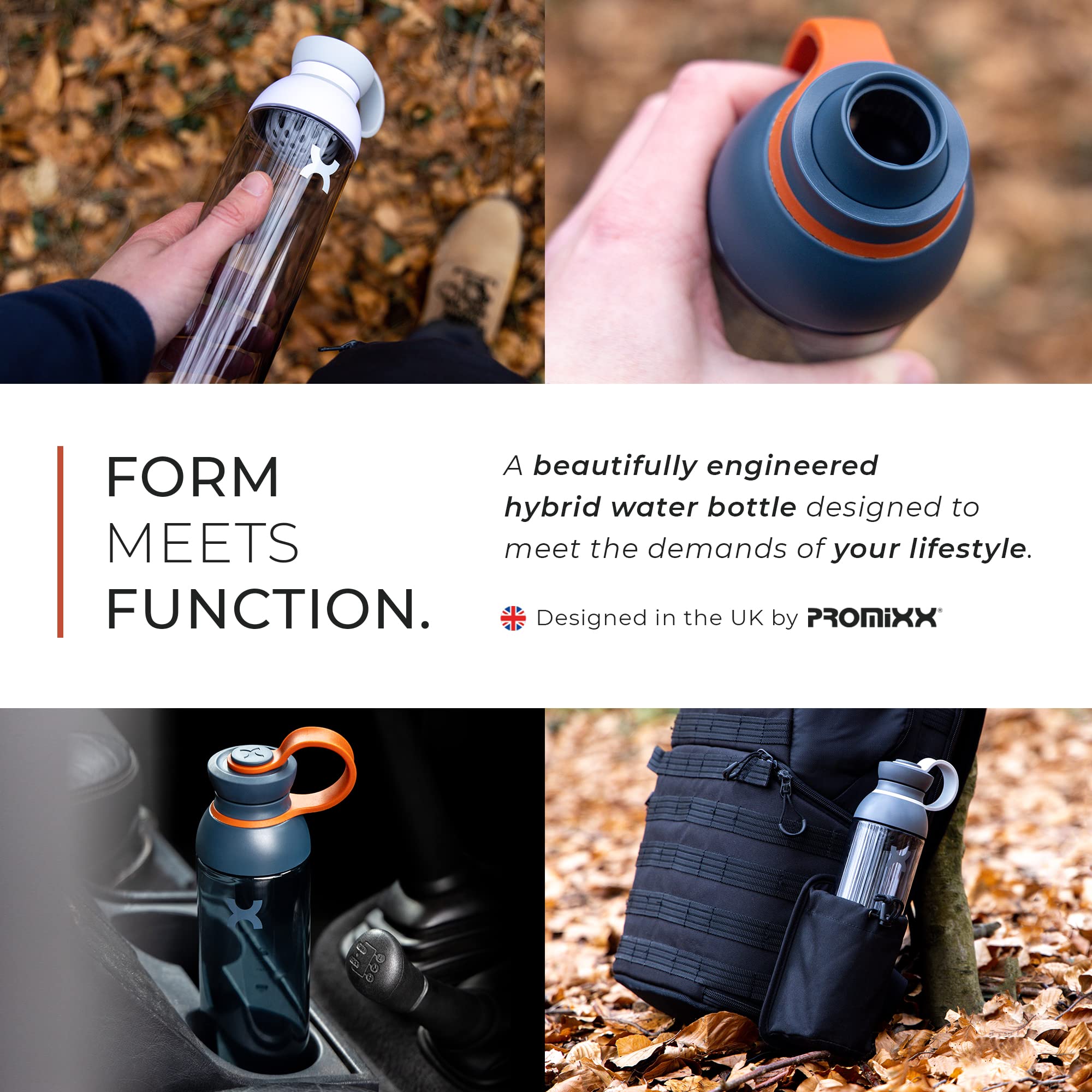 Promixx FORM Protein Shaker Bottle - A Premium Shaker Bottle for Protein Shakes Infusions and Hydration - Durable Gym Shaker Bottle, Leakproof Lid, Odorless - 26oz (Graphite Gray)
