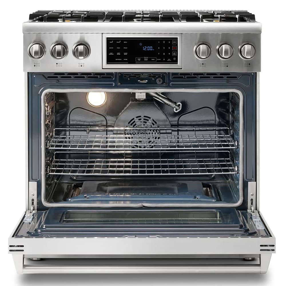 THOR Kitchen 36-Inch Gas Range with Tilt Panel and Self-Cleaning Oven in Stainless Steel - Model TRG3601