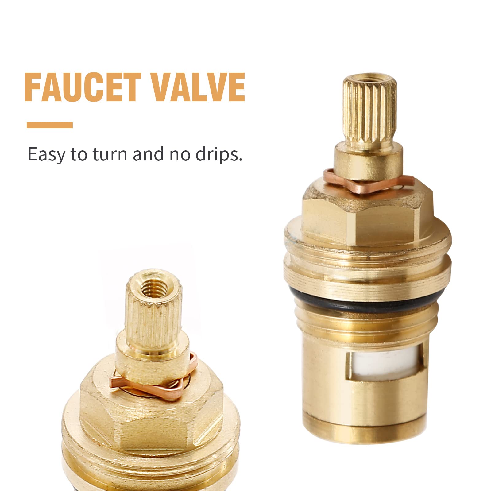 Saihisday Ceramic Stem G1/2" Ceramic Disc Cartridge Hot and Cold Stem for Standard Faucets Bathroom Kitchen, Lead Free