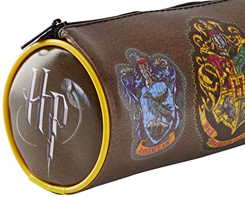 Harry Potter Zip Up Pencil Case HP Logo and House Crests - Official Merchandise
