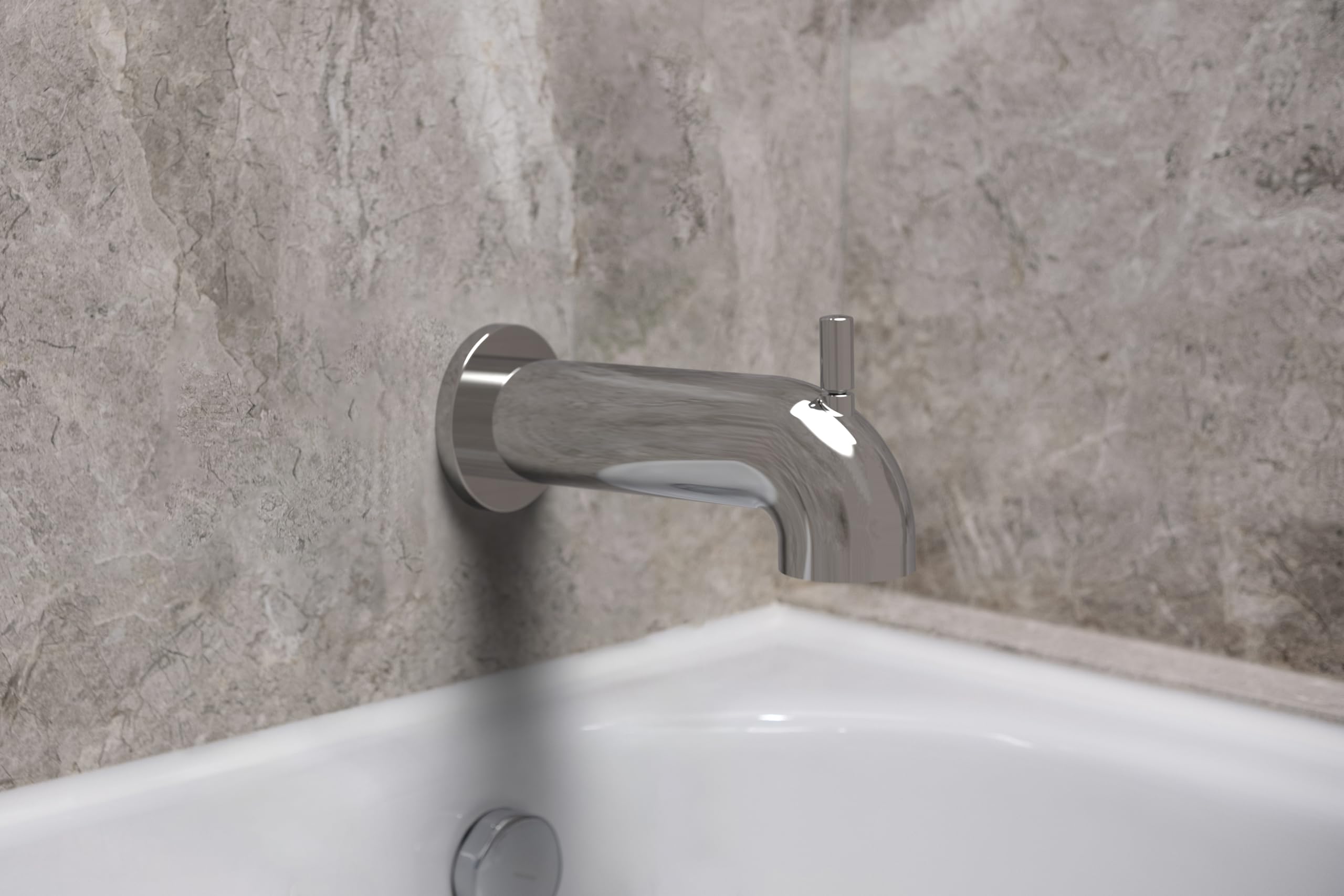 Olympia Faucets OP-640063 Extended 7" Combo Diverter Tub Spout in Polished Chrome