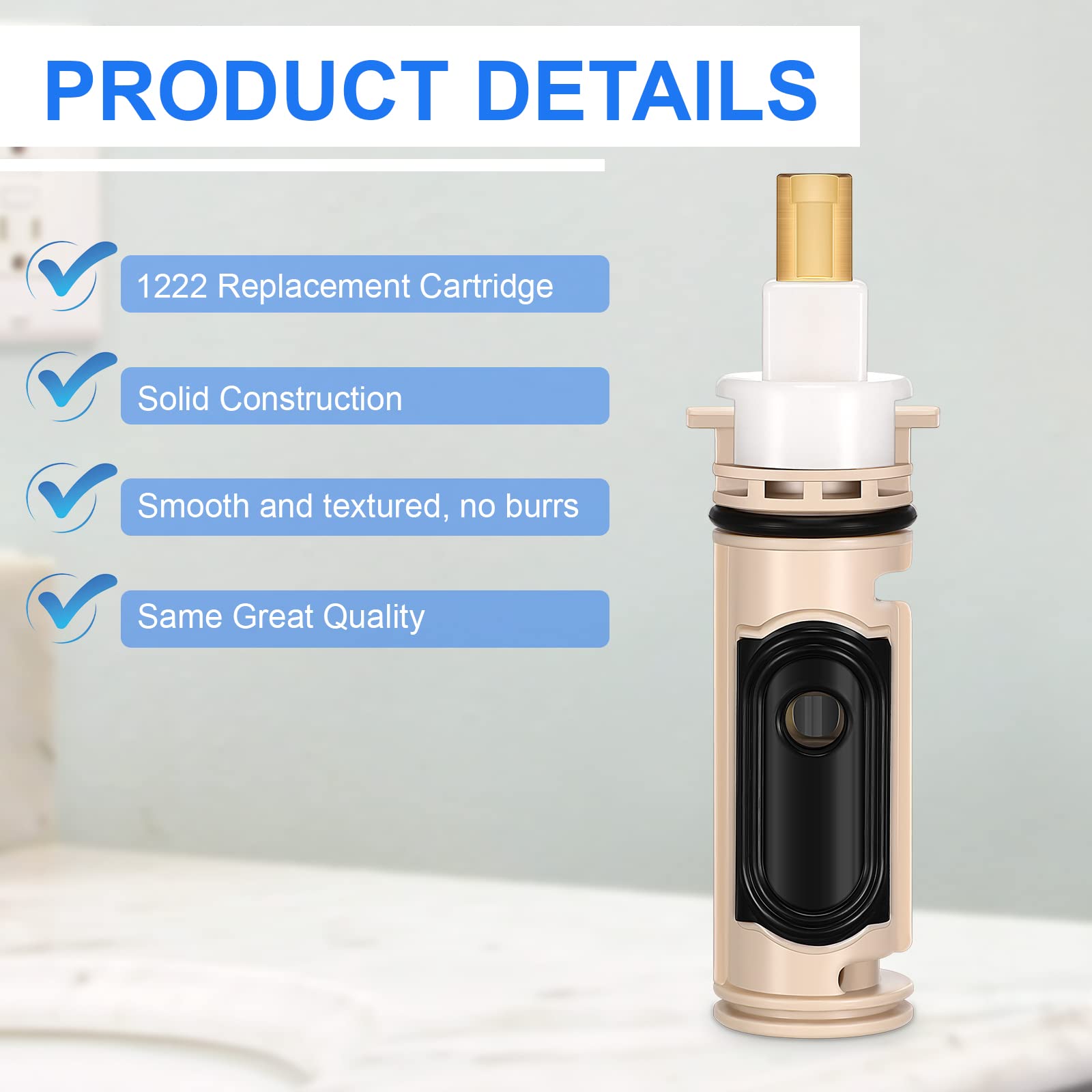 Qunclay 3 Pack Compatible with Moen 1222 Replacement Cartridge Kit One-handle Positemp Faucets Tub Bathtub Shower Cartridge Replacement Tool Brass and Plastic Shower Part