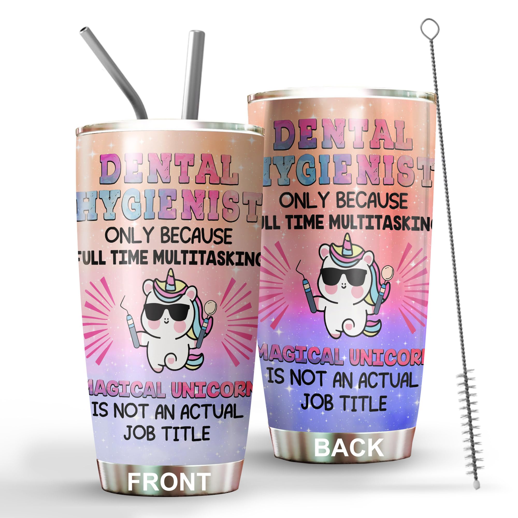 MEDROC Dental Hygienist Gifts Tumbler - Stainless Steel 20oz Straw Lid, Funny Dental Hygiene Gifts For Women Men, National Dental Hygienists Week Gifts For Coworker Drinking Coffee Cups (DH04)