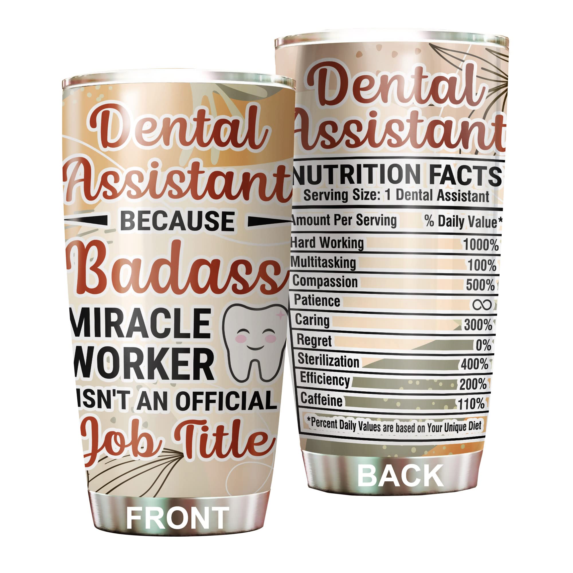 MEDROC Stainless Steel 20oz Tumbler - Funny Dental Assistant Accessories for Birthday, Christmas, Appreciation Week Gifts for Women and Men Coffee Cups (TBDA05)
