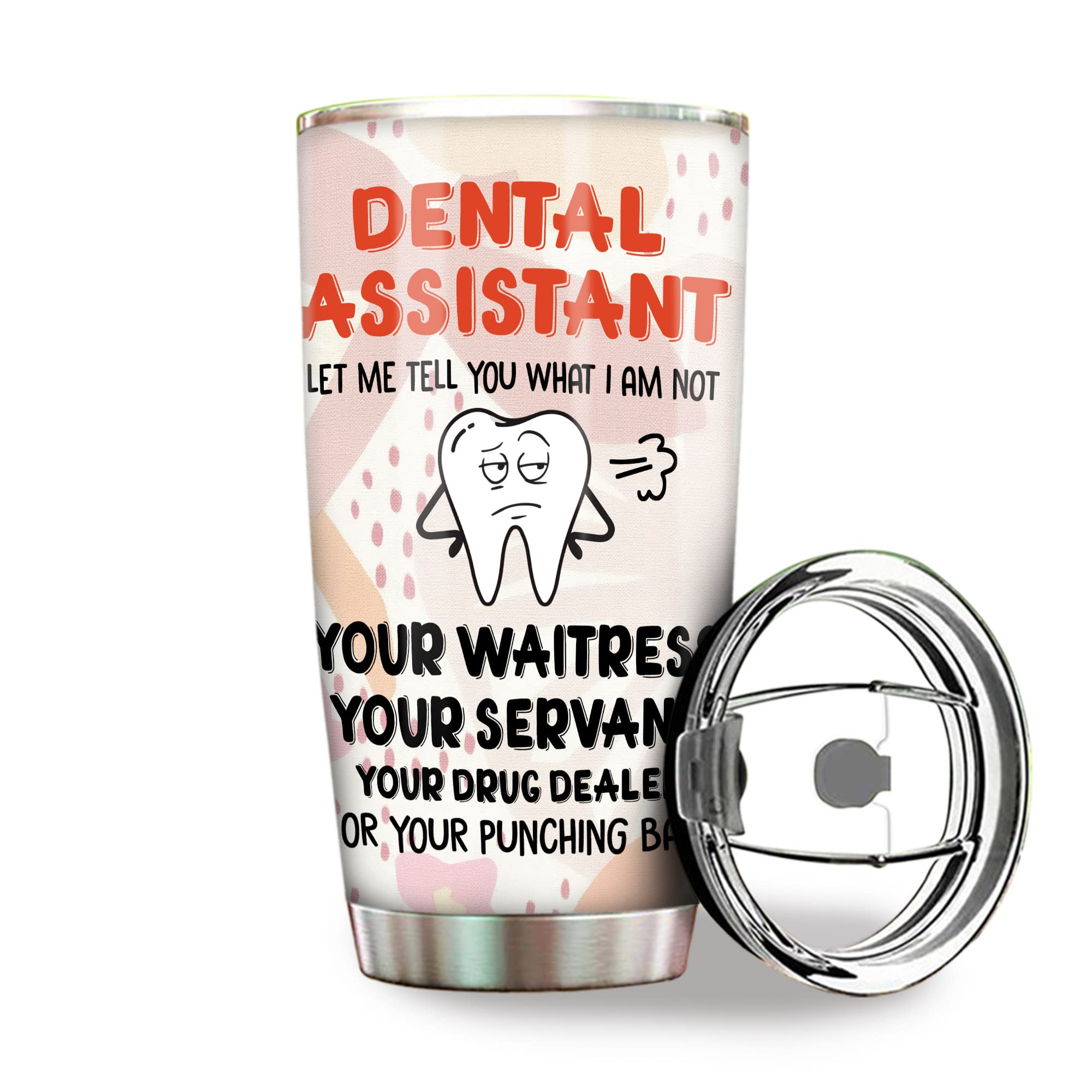 MEDROC Dental Assistant Tumbler - Stainless Steel 20oz, Funny Dental Accessories For Birthday, Christmas, Appreciation Week Gifts For Women, Men Coffee Cups (TBDA02)