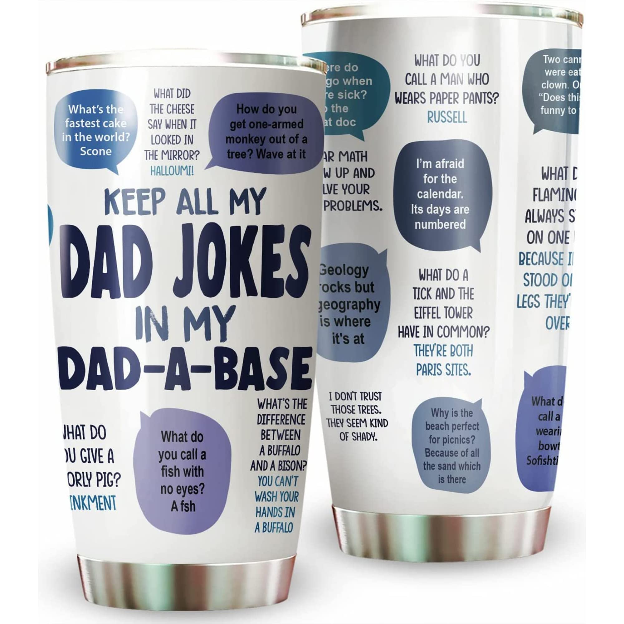 Life4Gifts Emergency Dad Jokes Gift for Dad - Birthday Gift for Dad & Fathers Day Gift for Daddy Stepdad Husband Father in law Tumbler 20oz Doule Wall Vacuum Isulated Travel Coffee Mug