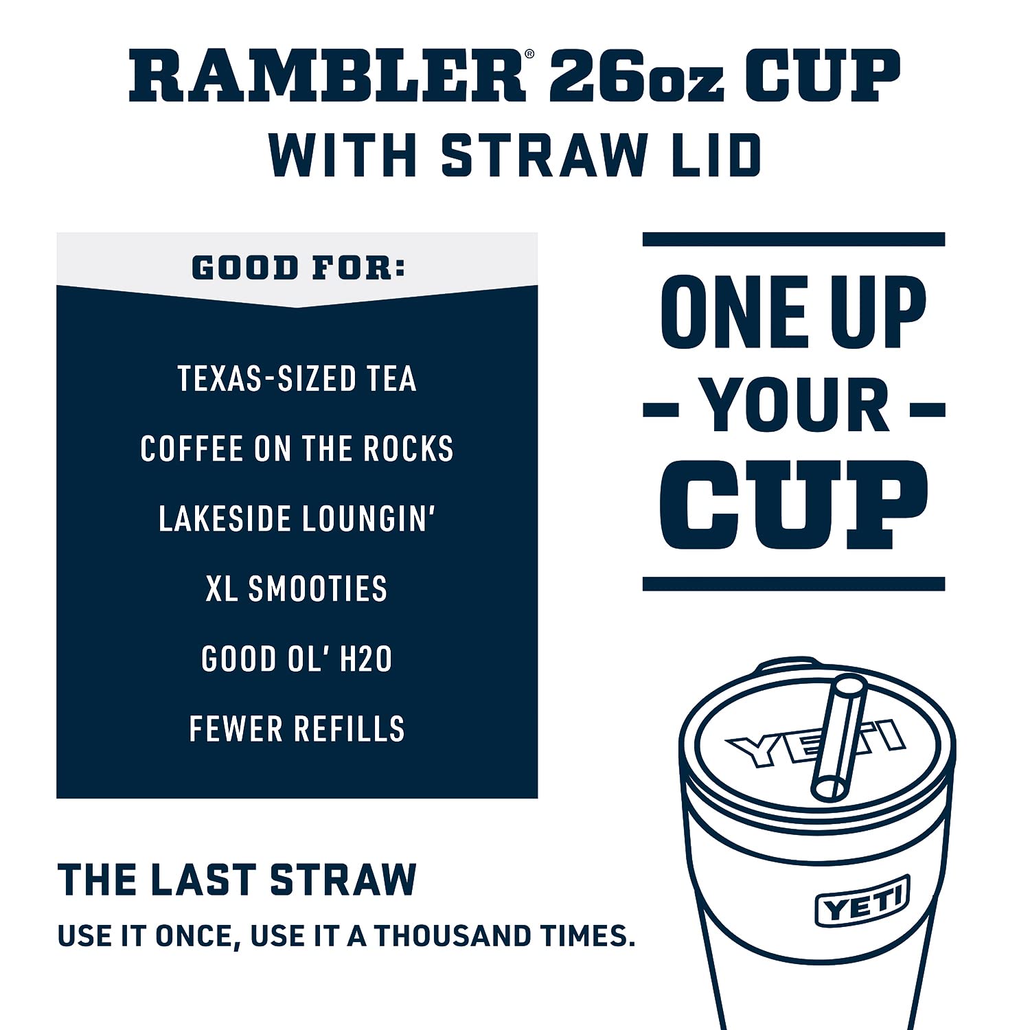 YETI Rambler 26 oz Straw Cup, Vacuum Insulated, Stainless Steel with Straw Lid, Canopy Green