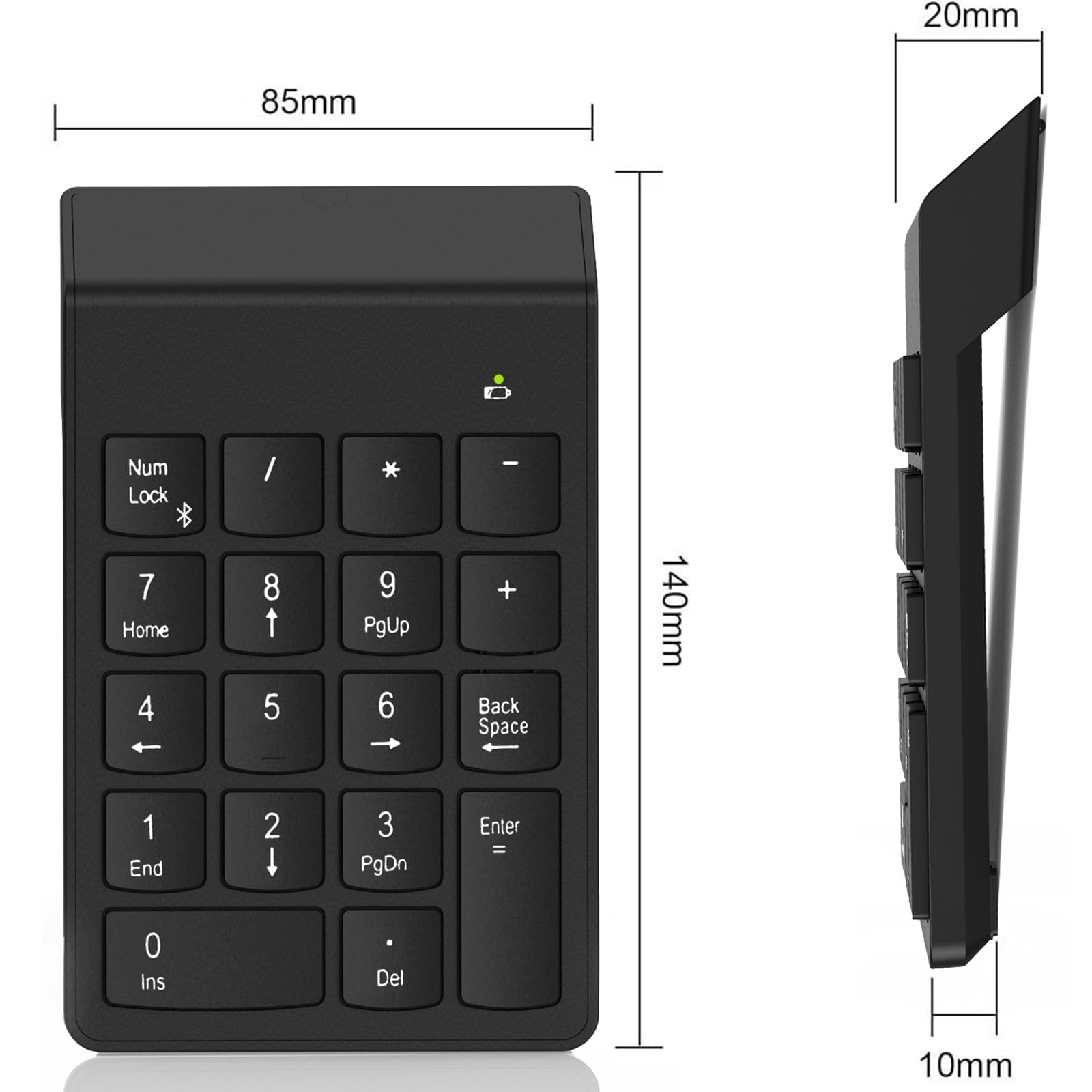 Bluetooth Numeric Keypad β Portable Number Pad Keyboard for Laptop, PC Computers, Desktop | Essential Laptop Accessories Numpad for ChromeBook Surface Notebook Efficient Office Accountant Data Entry