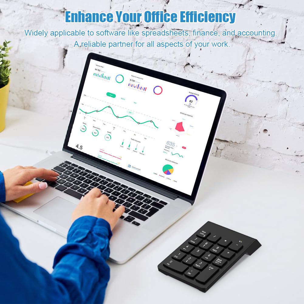 Bluetooth Numeric Keypad β Portable Number Pad Keyboard for Laptop, PC Computers, Desktop | Essential Laptop Accessories Numpad for ChromeBook Surface Notebook Efficient Office Accountant Data Entry