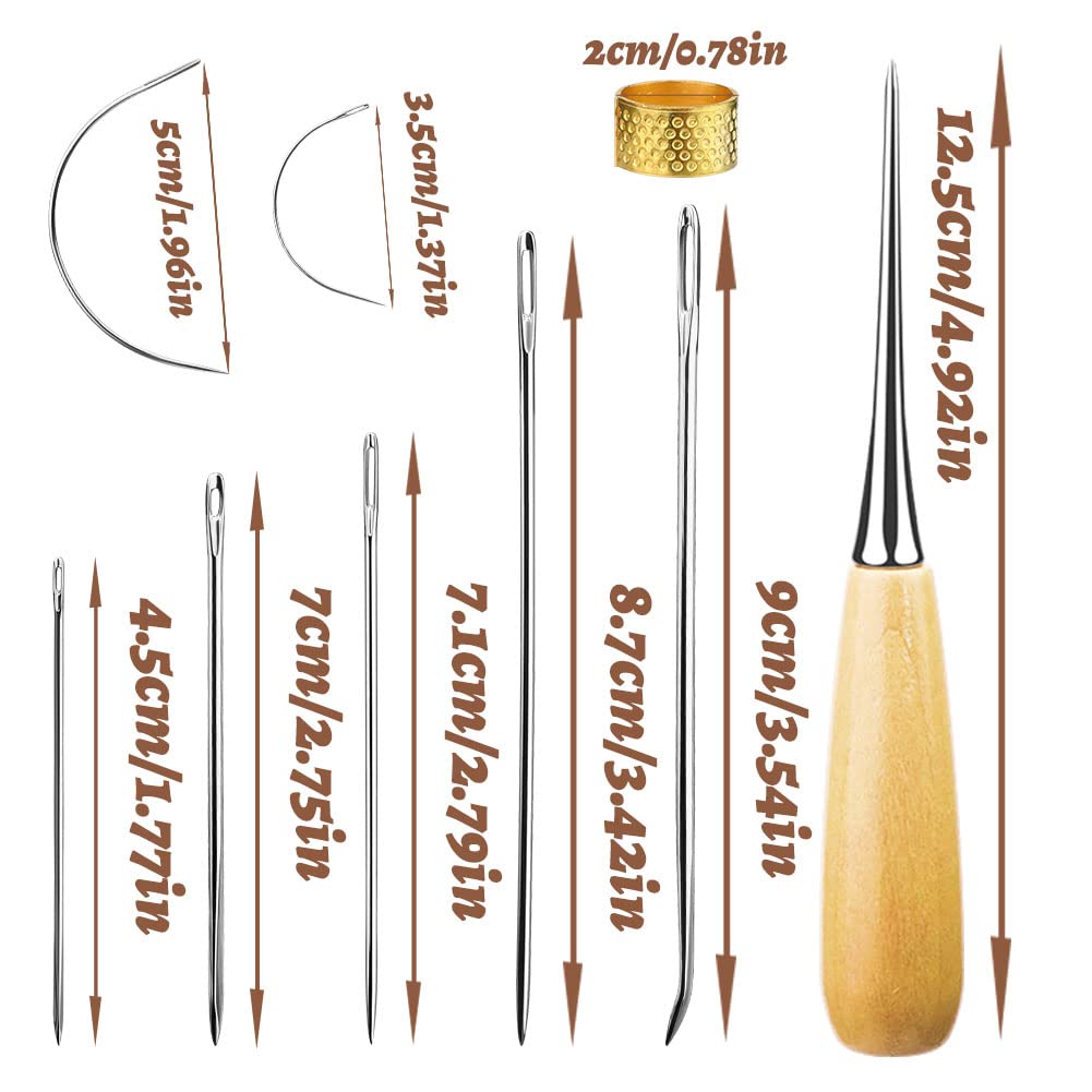 BAGERLA 273 Yards Leather Waxed Thread Sewing Kit Including Black Waxed Thread Needle Awl Thimble, Upholstery Repair Kit for Leather Carpet Sofa Seat Shoe Sewing and Repair