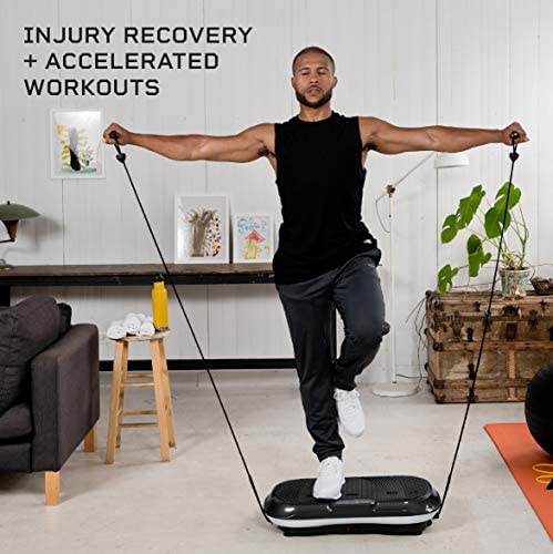 LifePro Vibration Plate Exercise Machine - Whole Body Workout Vibration Fitness Platform w/ Loop Bands - Home Training Equipment for Weight Loss & Toning (Black) (Renewed)