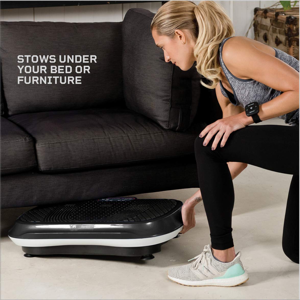 LifePro Vibration Plate Exercise Machine - Whole Body Workout Vibration Fitness Platform w/ Loop Bands - Home Training Equipment for Weight Loss & Toning (Black) (Renewed)