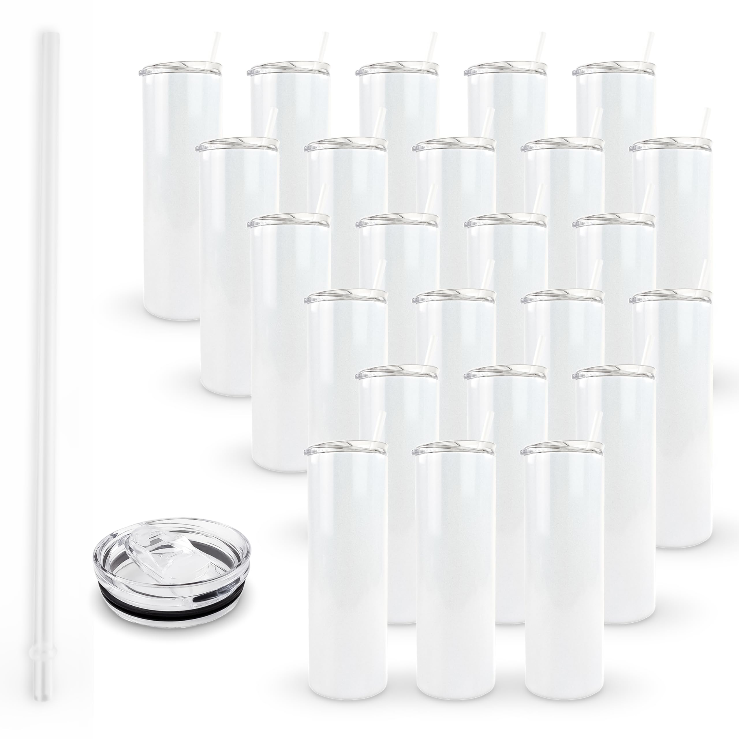 Hogg 20 oz Sublimation Tumblers Holographic (24 Units) - Shimmer Coating, Sublimation Blanks, Bulk Tumblers with Lids and Straws, 20oz Skinny, Blank Cups