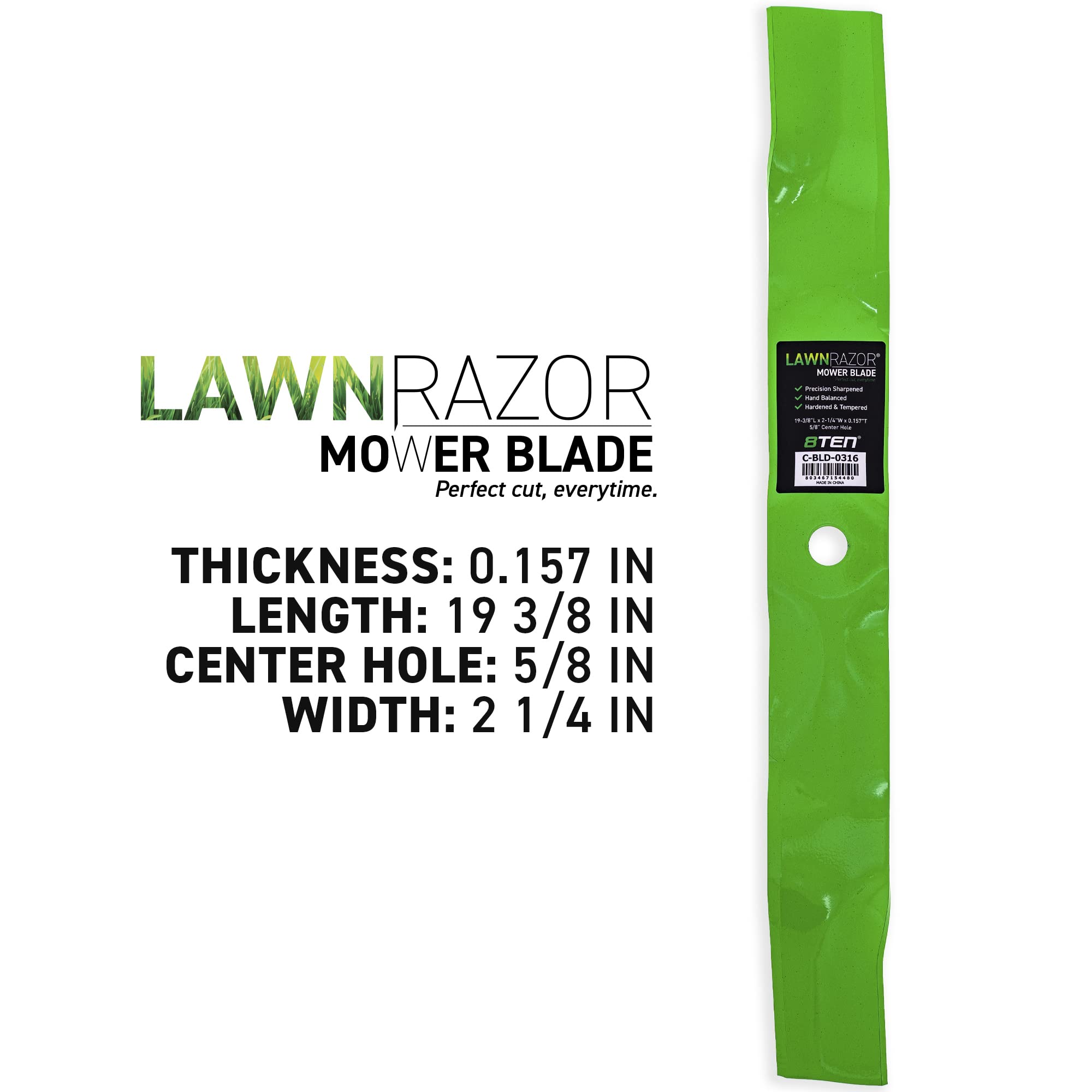 8TEN LawnRAZOR Blade Set for John Deere Sabre 1438 1538 1338S GX00166 38 Inch Deck (Mulching) 2 Pack