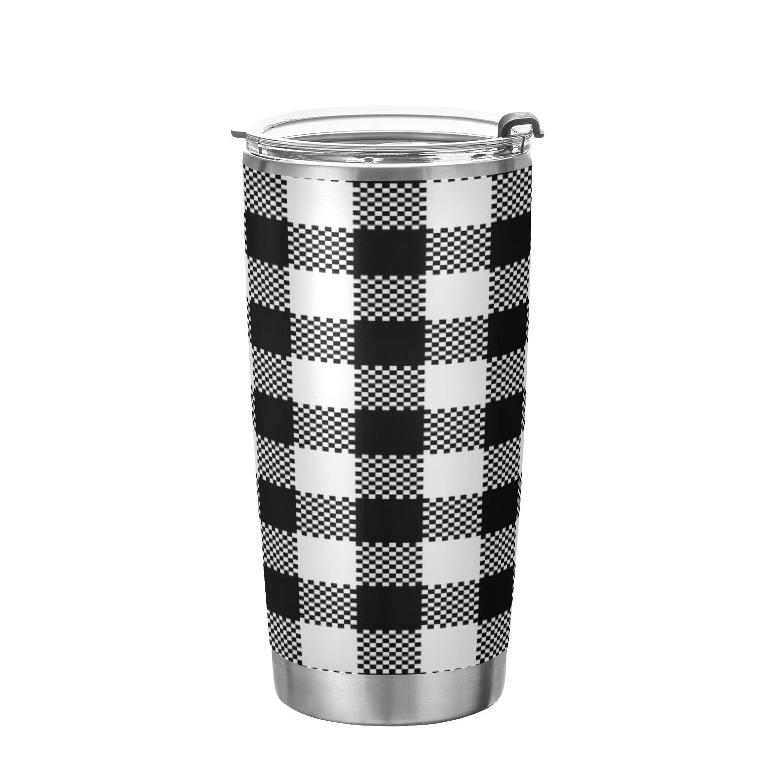 foixnub Black Gingham Tablecloth 20oz Tumbler Insulated Coffee Cup Wine Tumbler Stainless Steel Reusable Water Bottle Double Walled Travel Mug Thermal Cup for Hot Cold Drinks