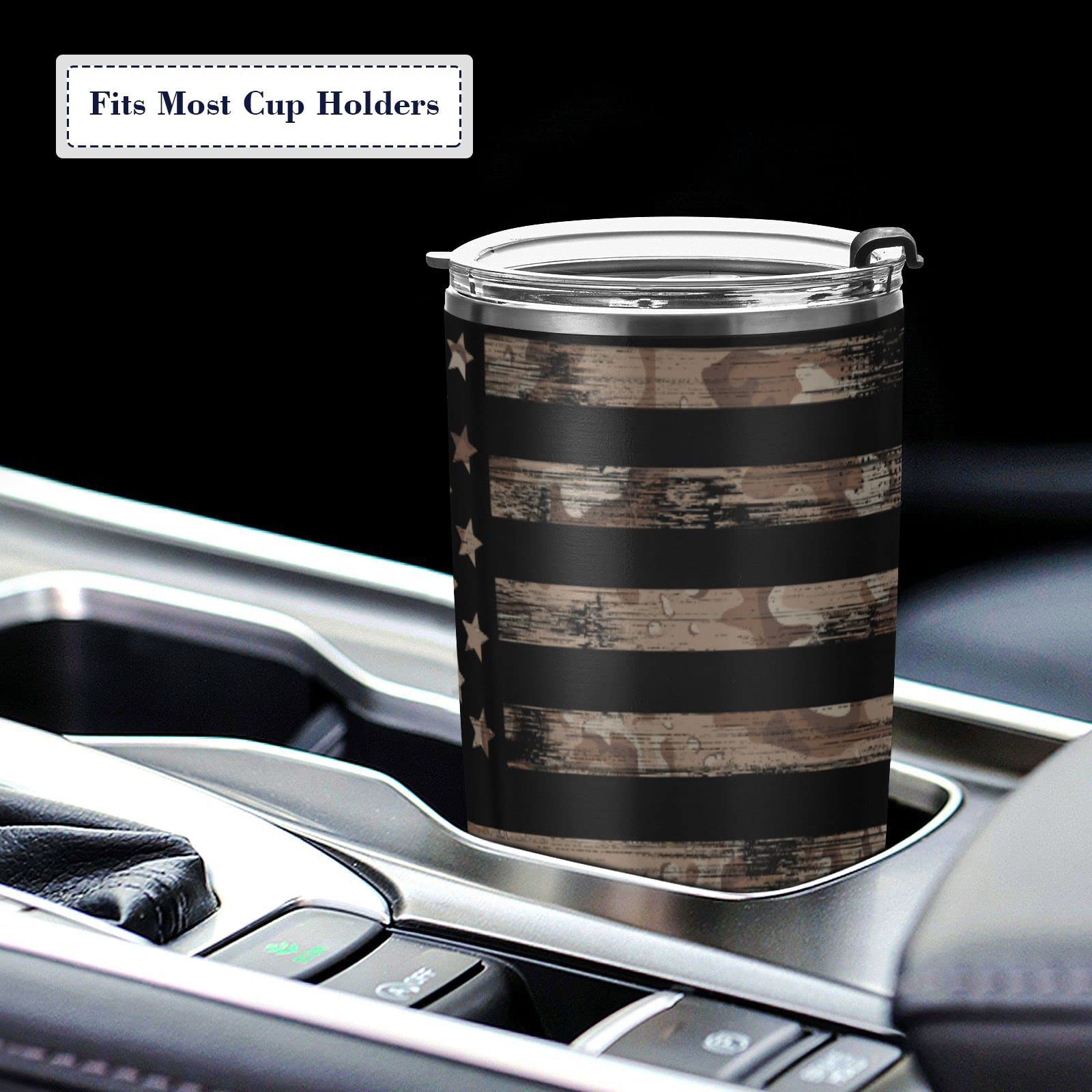foixnub American Flag 20oz Tumbler Desert Camouflage Insulated Coffee Cup Wine Tumbler Stainless Steel Reusable Water Bottle Double Walled Travel Mug Thermal Cup for Hot Cold Drinks