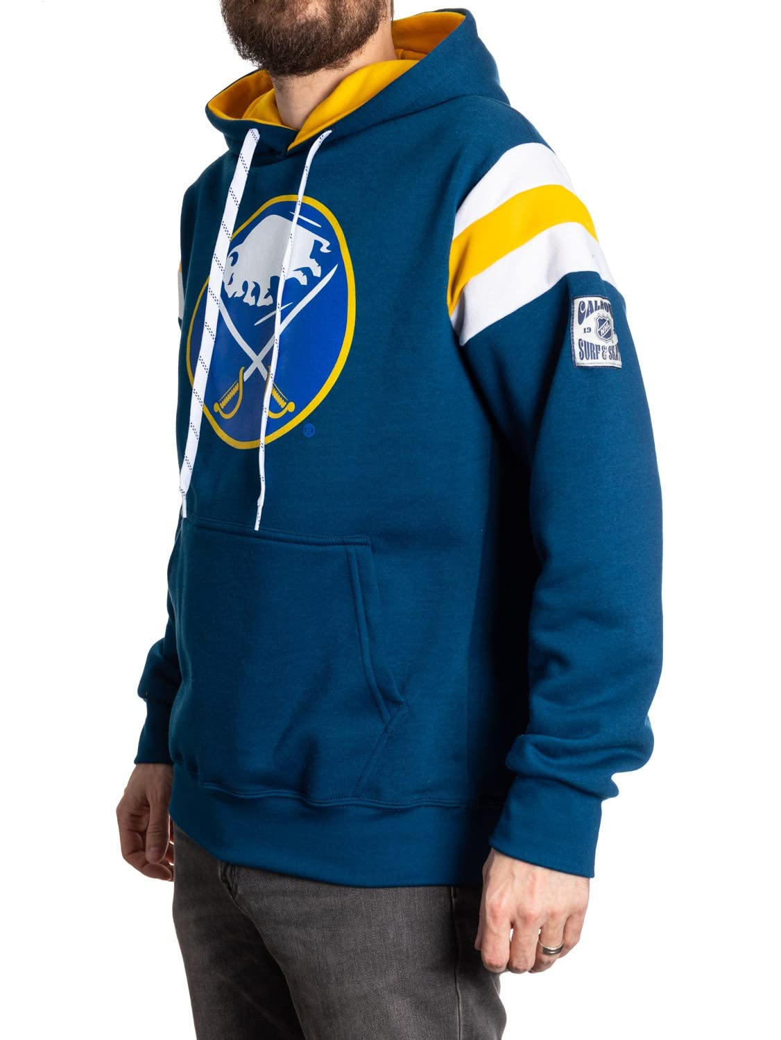 Calhoun NHL Surf & Skate Mens Varsity Retro Style Pullover Hoodie – The Coastal Collection (Medium, Buffalo Sabres)