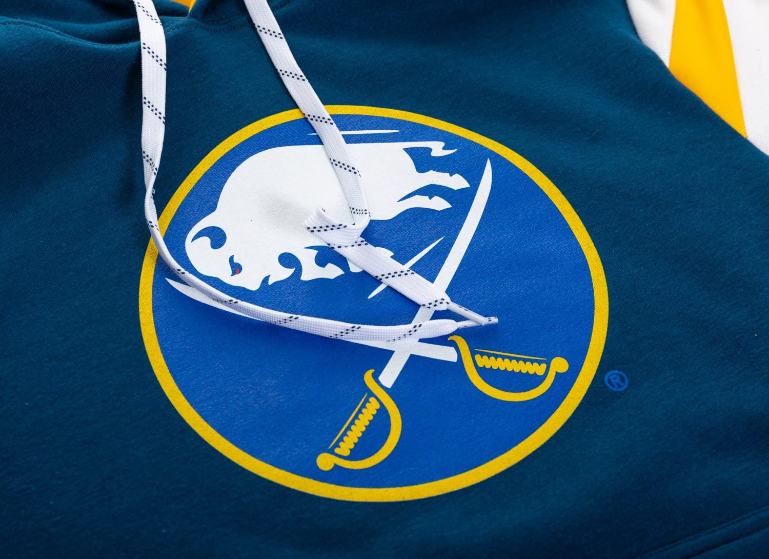 Calhoun NHL Surf & Skate Mens Varsity Retro Style Pullover Hoodie – The Coastal Collection (Medium, Buffalo Sabres)