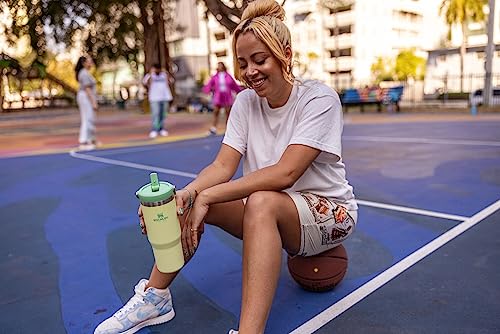 Stanley IceFlow Flip Straw Tumbler with Handle 20 oz | Twist On Lid and Flip Up Straw | Leak Resistant Water Bottle | Insulated Stainless Steel |BPA-Free | Citron