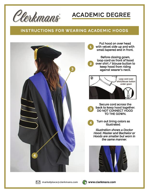 CLERKMANS Unisex Graduation Hood for Bachelors & Masters Degree -University Academic Hood