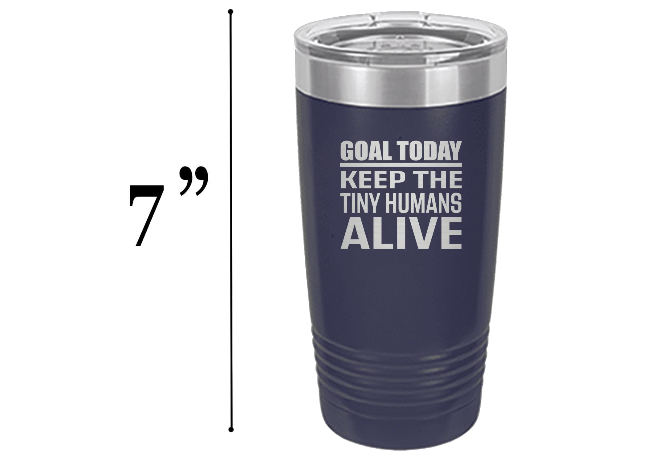 Rogue River Tactical Funny Mom Goal Today Keep The Tiny Humans Alive 20 Oz. Travel Tumbler Mug Cup w/Lid Vacuum Insulated Hot or Cold Mother's Day Gift (Blue)