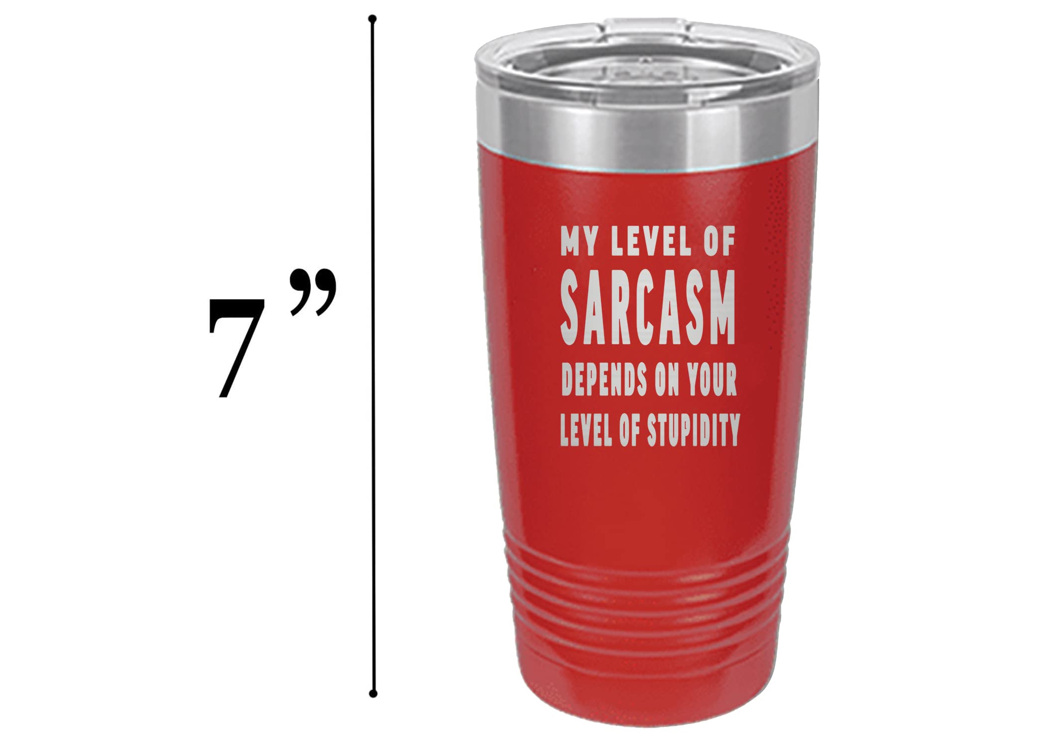 Rogue River Tactical Funny Sarcastic Office Work 20 Oz. Travel Tumbler Mug Cup w/Lid Vacuum Insulated Hot or Cold Level of Sarcasm (Red)
