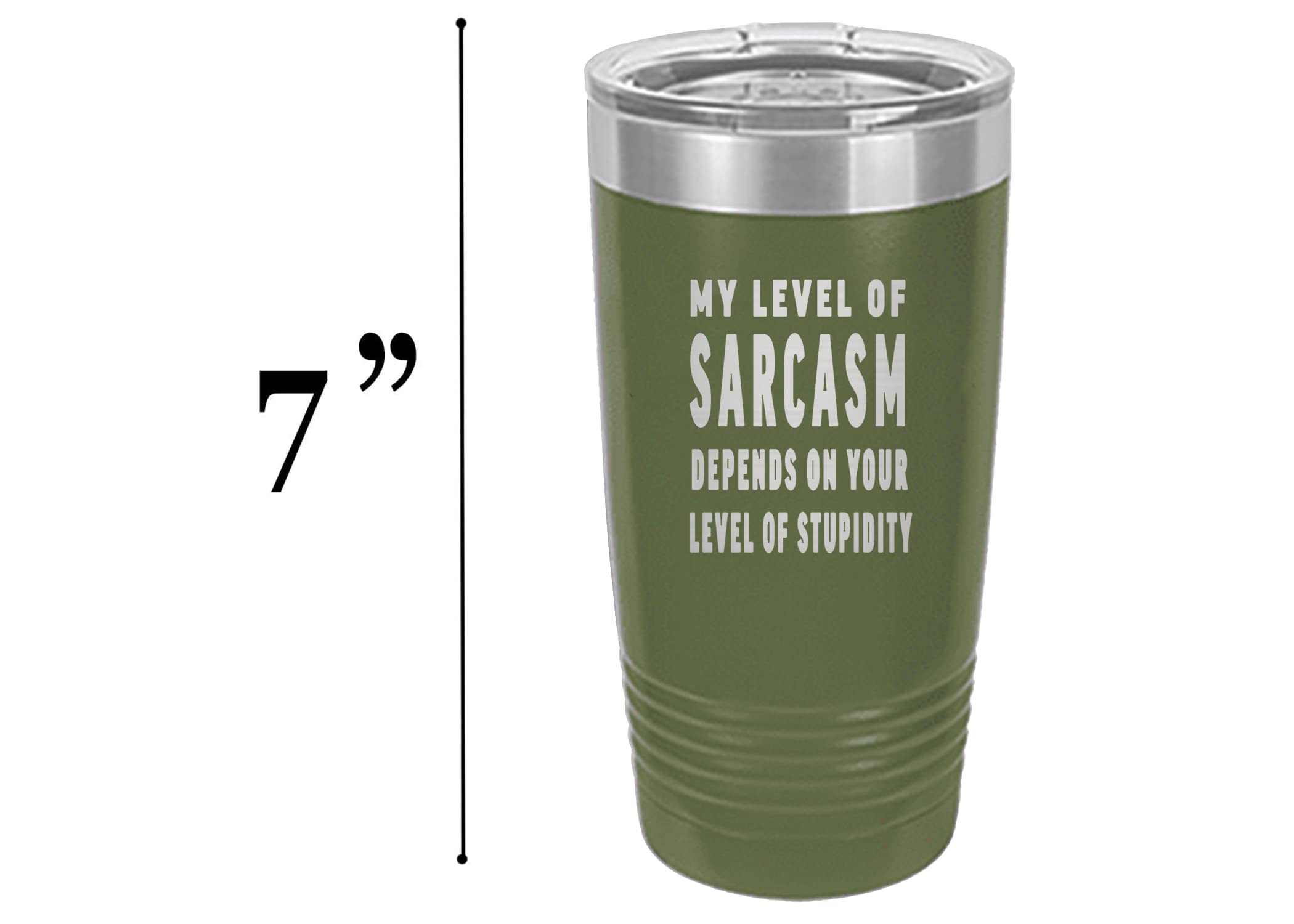 Rogue River Tactical Funny Sarcastic Office Work 20 Oz. Travel Tumbler Mug Cup w/Lid Vacuum Insulated Hot or Cold Level of Sarcasm (Green)