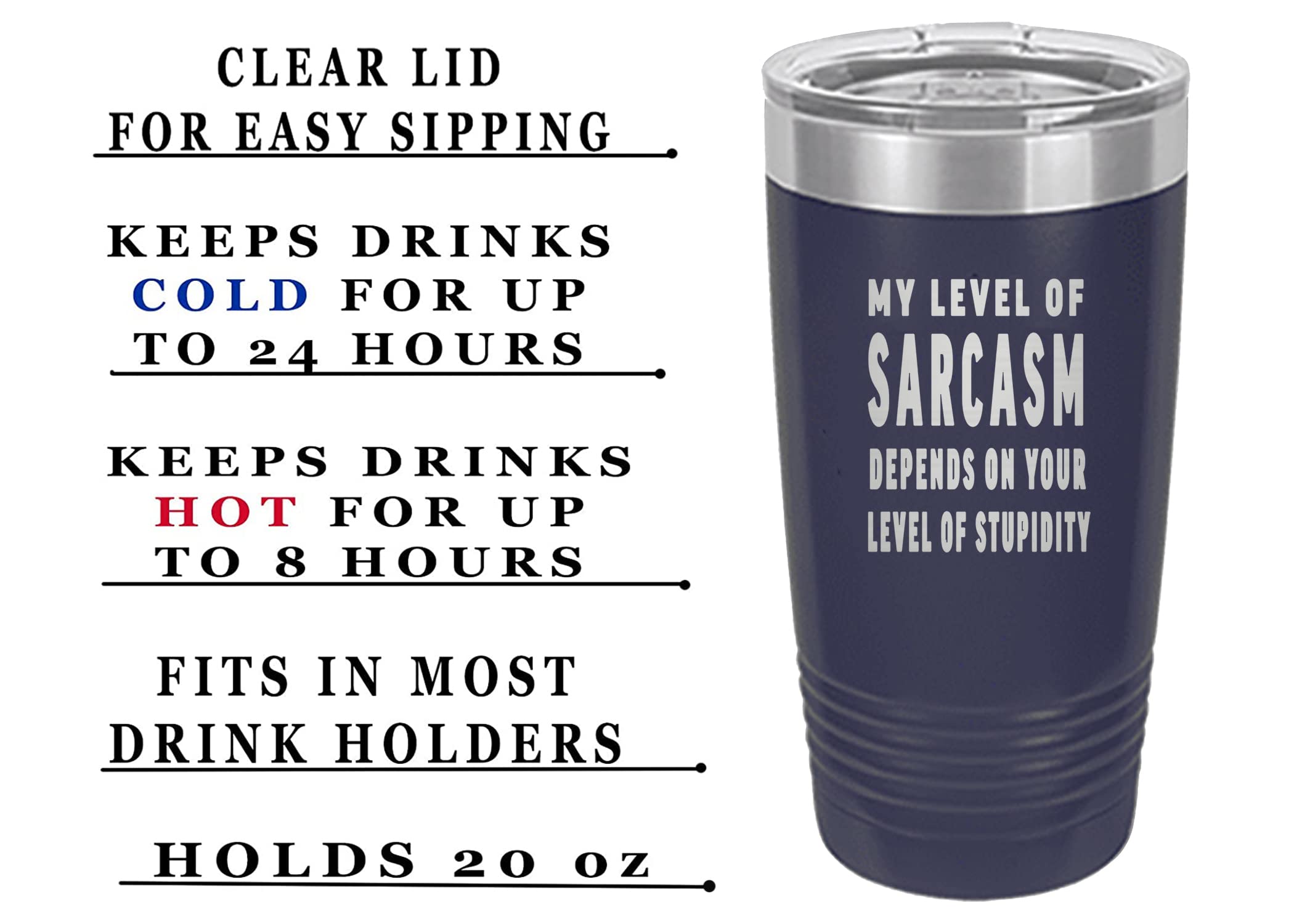 Rogue River Tactical Funny Sarcastic Office Work 20 Oz. Travel Tumbler Mug Cup w/Lid Vacuum Insulated Hot or Cold Level of Sarcasm (Blue)