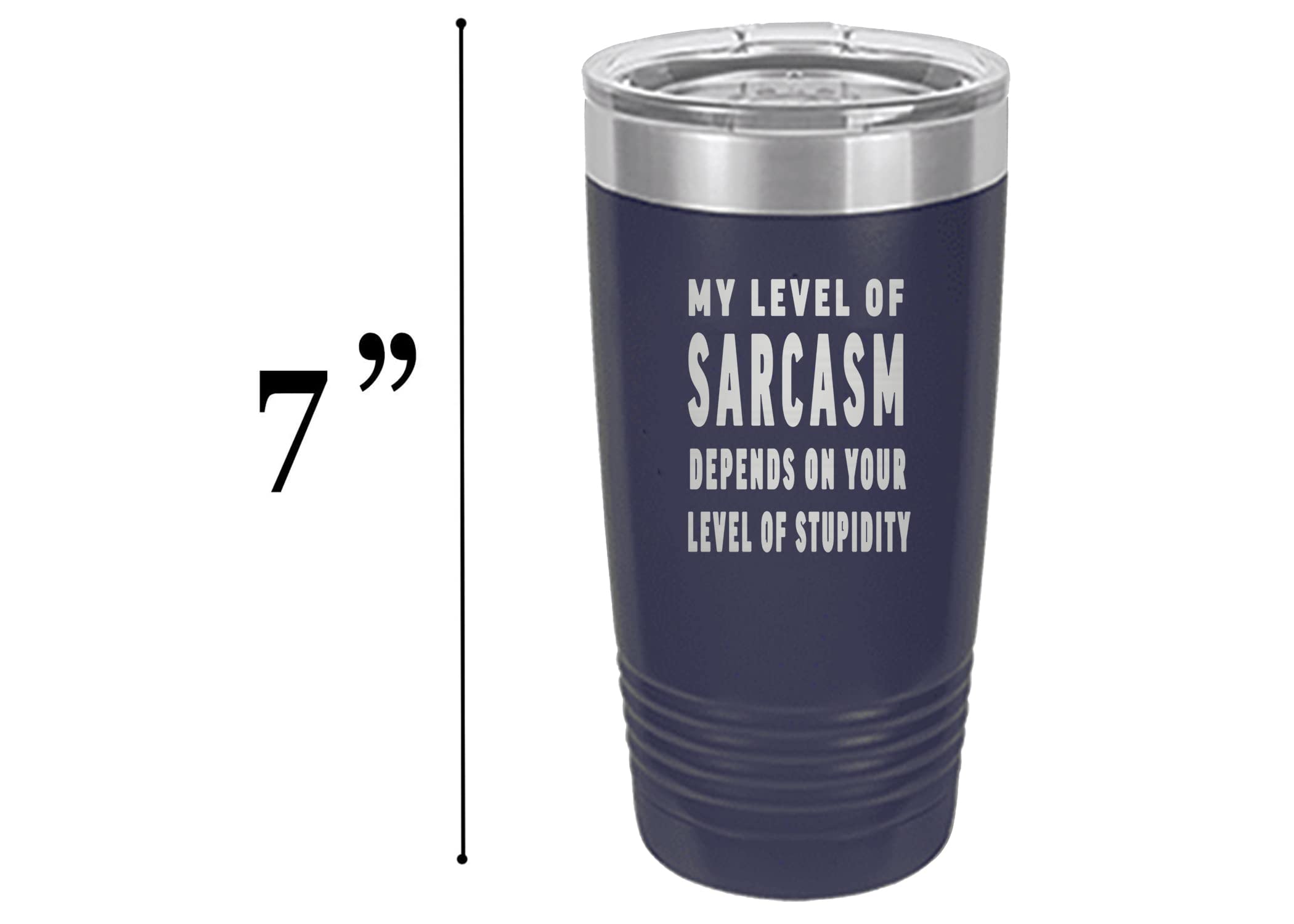 Rogue River Tactical Funny Sarcastic Office Work 20 Oz. Travel Tumbler Mug Cup w/Lid Vacuum Insulated Hot or Cold Level of Sarcasm (Blue)