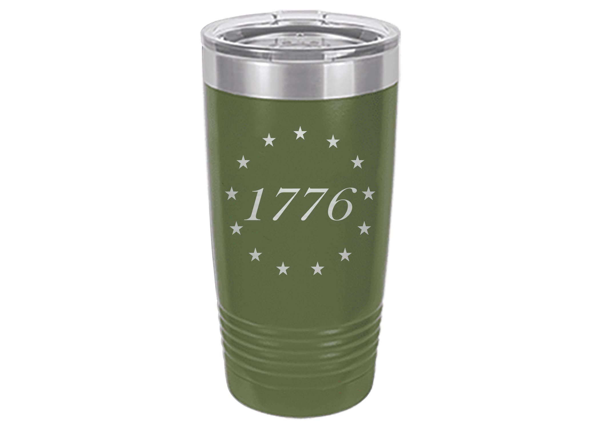 Rogue River Tactical Betsy Ross 1776 American USA Flag 20 Oz. Travel Tumbler Mug Cup w/Lid Vacuum Insulated Hot or Cold Military Vet Gift (Green)
