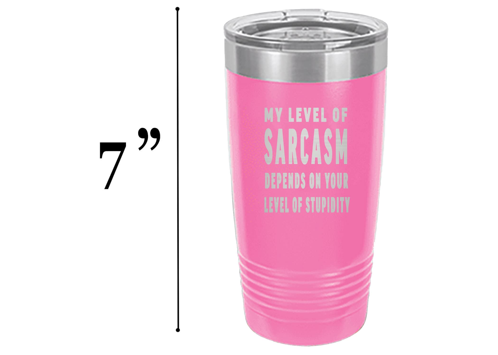 Rogue River Tactical Funny Sarcastic Office Work 20 Oz. Travel Tumbler Mug Cup w/Lid Vacuum Insulated Hot or Cold Level of Sarcasm (Pink)