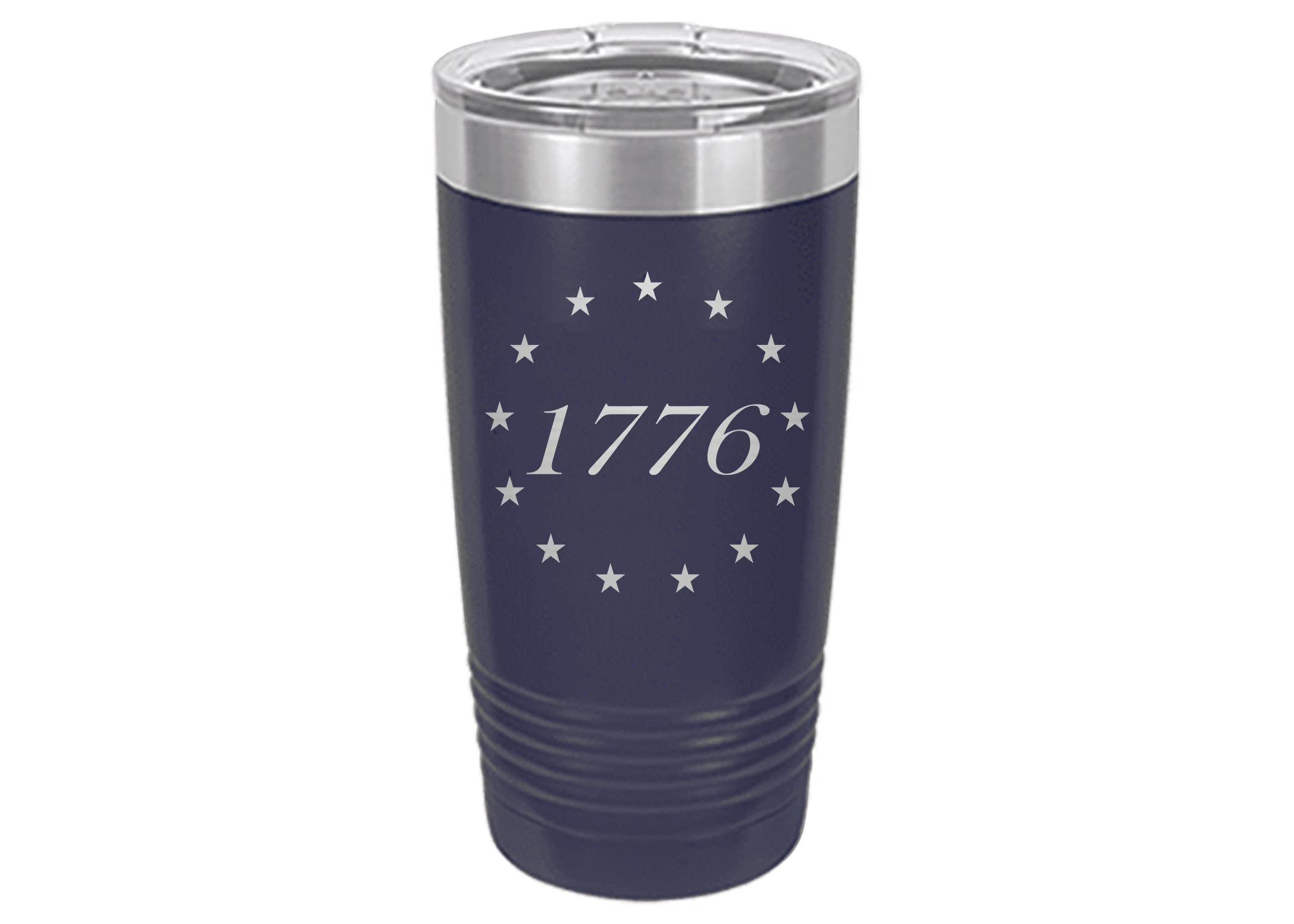 Rogue River Tactical Betsy Ross 1776 American USA Flag 20 Oz. Travel Tumbler Mug Cup w/Lid Vacuum Insulated Hot or Cold Military Vet Gift (Blue)