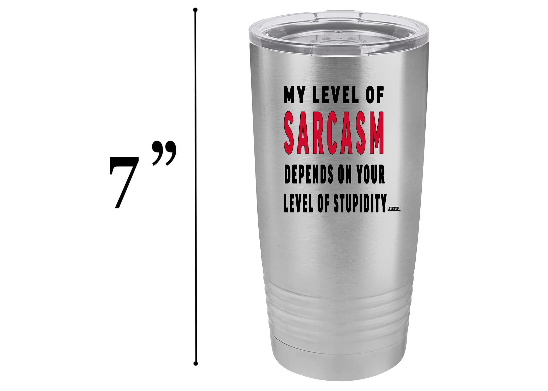 Rogue River Tactical Funny Sarcastic Office Work 20 Oz. Travel Tumbler Mug Cup w/Lid Vacuum Insulated Hot or Cold Level of Sarcasm (Silver)