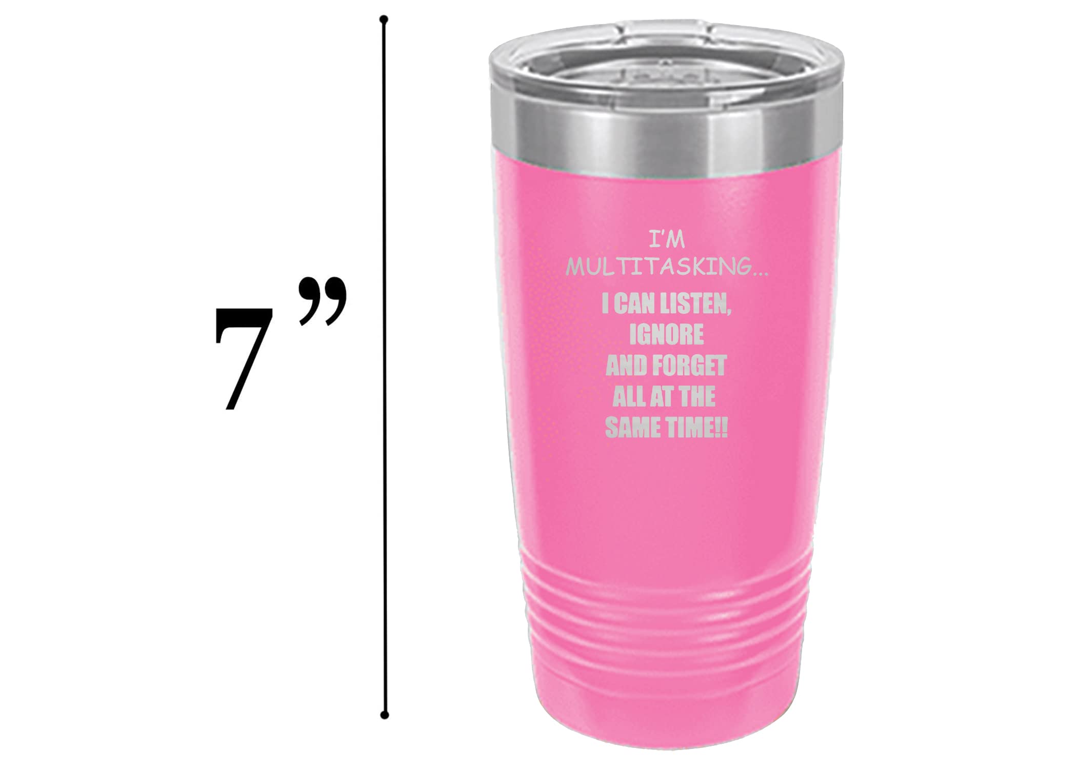 Rogue River Tactical Funny Sarcastic Office Work 20 Oz. Travel Tumbler Mug Cup w/Lid Vacuum Insulated Hot or Cold Multitasking (Pink)