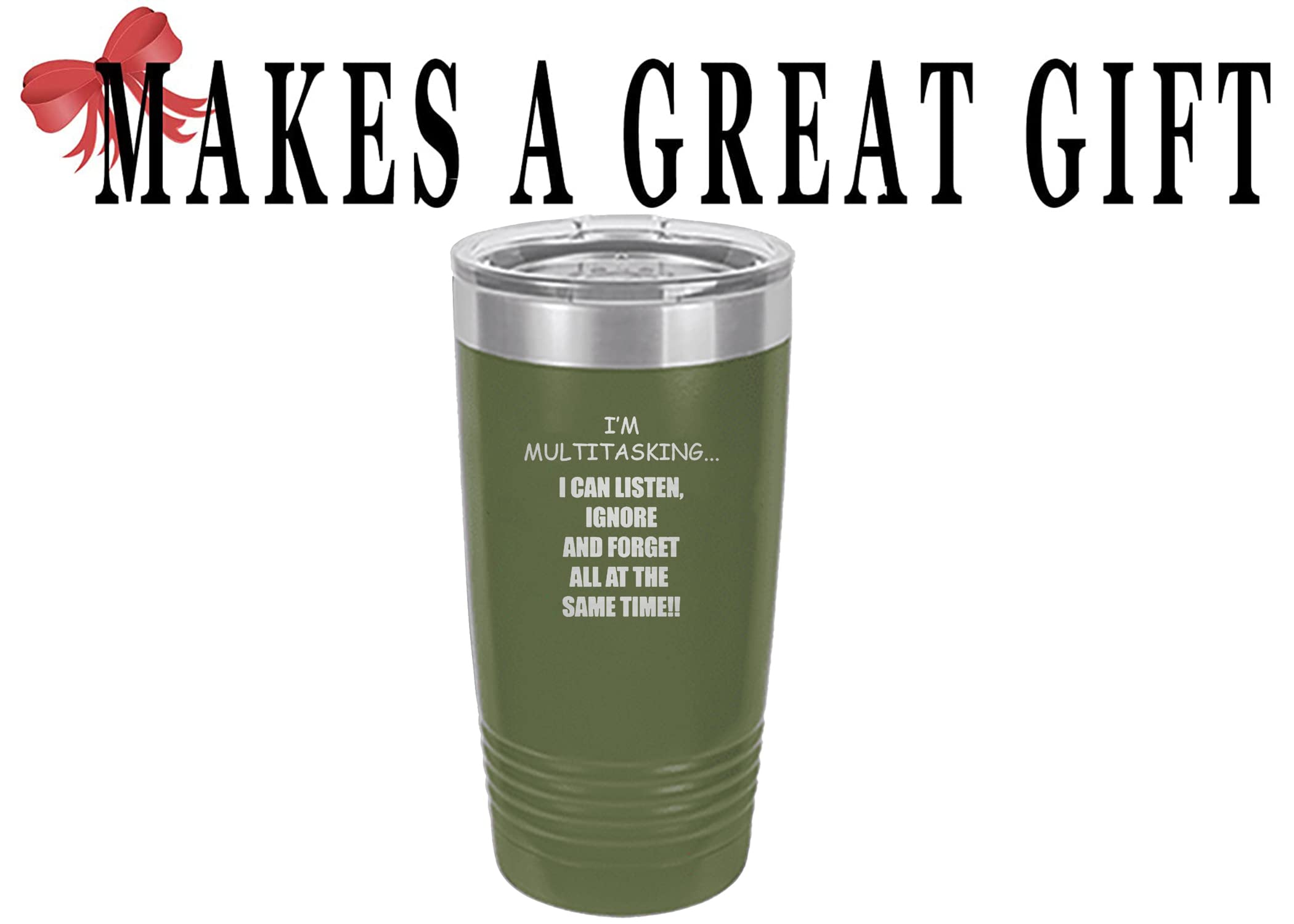 Rogue River Tactical Funny Sarcastic Office Work 20 Oz. Travel Tumbler Mug Cup w/Lid Vacuum Insulated Hot or Cold Multitasking (Green)