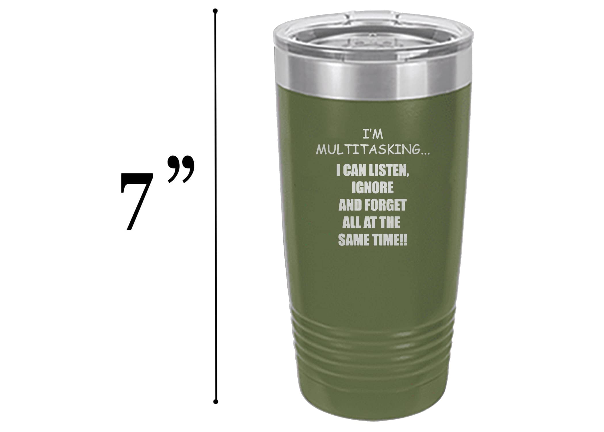 Rogue River Tactical Funny Sarcastic Office Work 20 Oz. Travel Tumbler Mug Cup w/Lid Vacuum Insulated Hot or Cold Multitasking (Green)