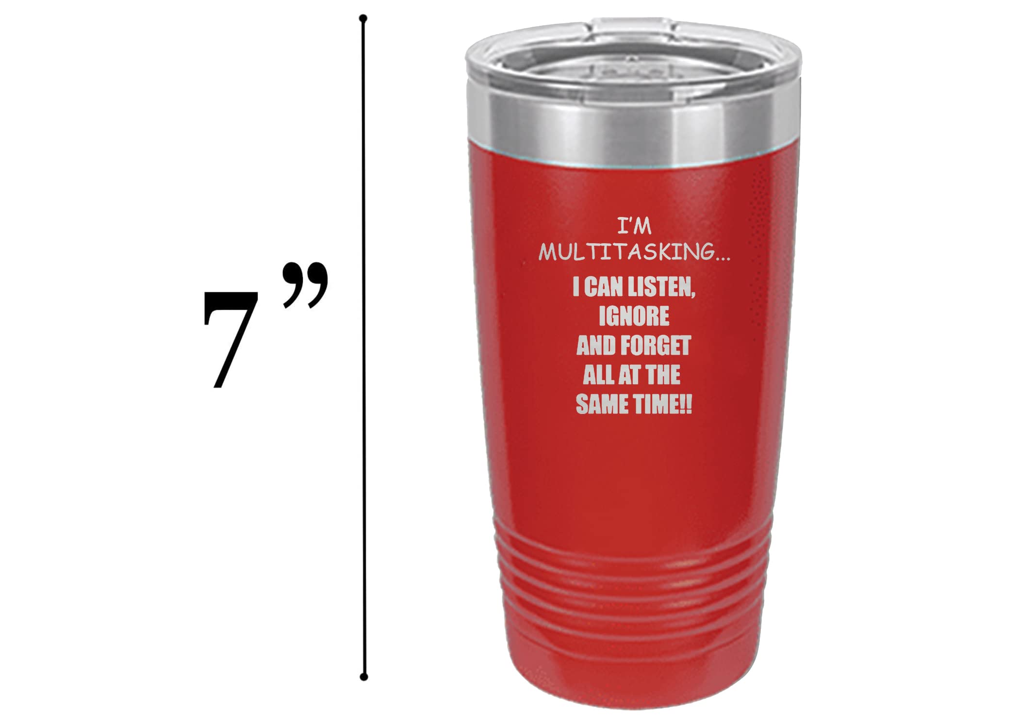Rogue River Tactical Funny Sarcastic Office Work 20 Oz. Travel Tumbler Mug Cup w/Lid Vacuum Insulated Hot or Cold Multitasking (Red)