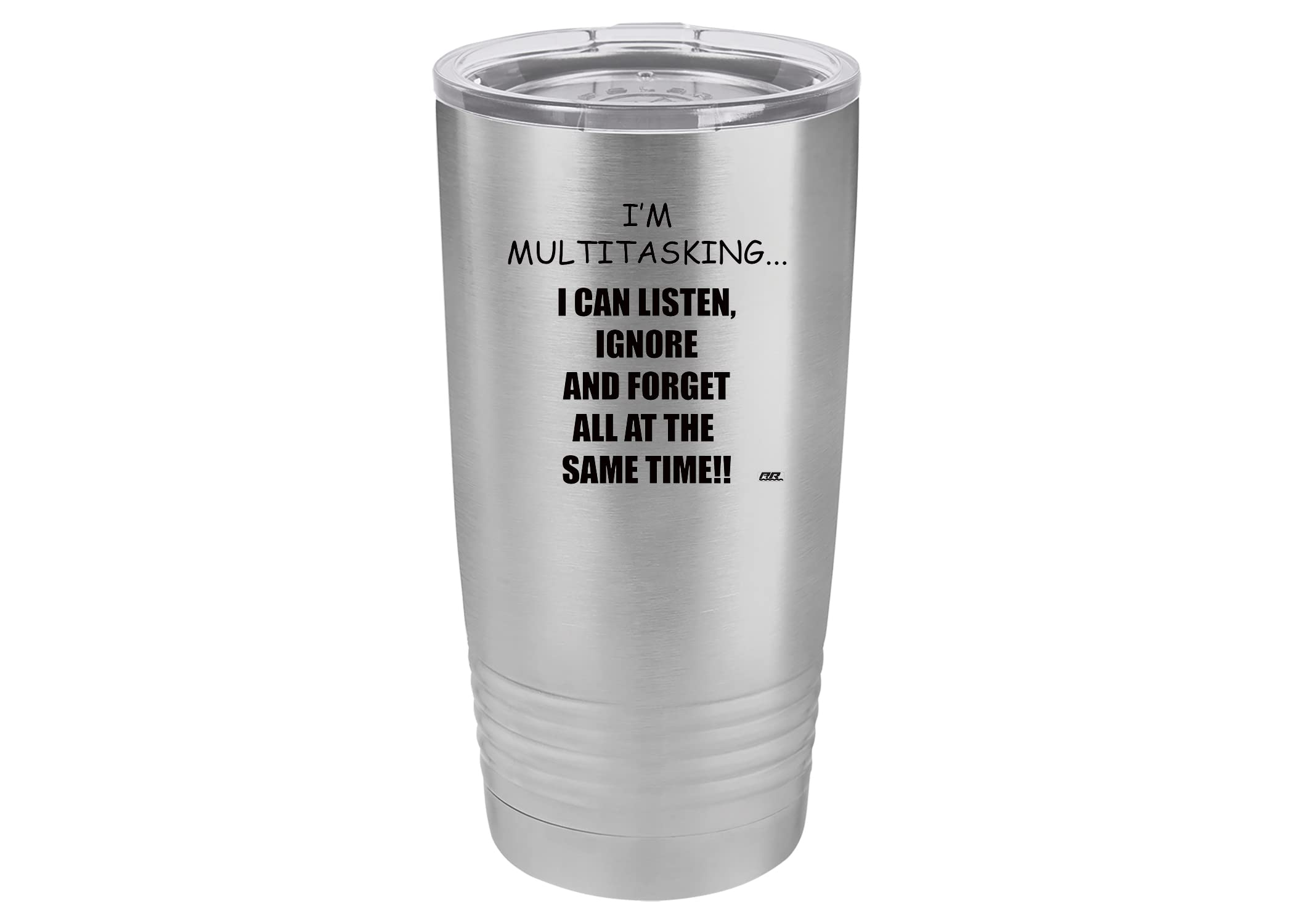 Rogue River Tactical Funny Sarcastic Office Work 20 Oz. Travel Tumbler Mug Cup w/Lid Vacuum Insulated Hot or Cold Multitasking (Silver)